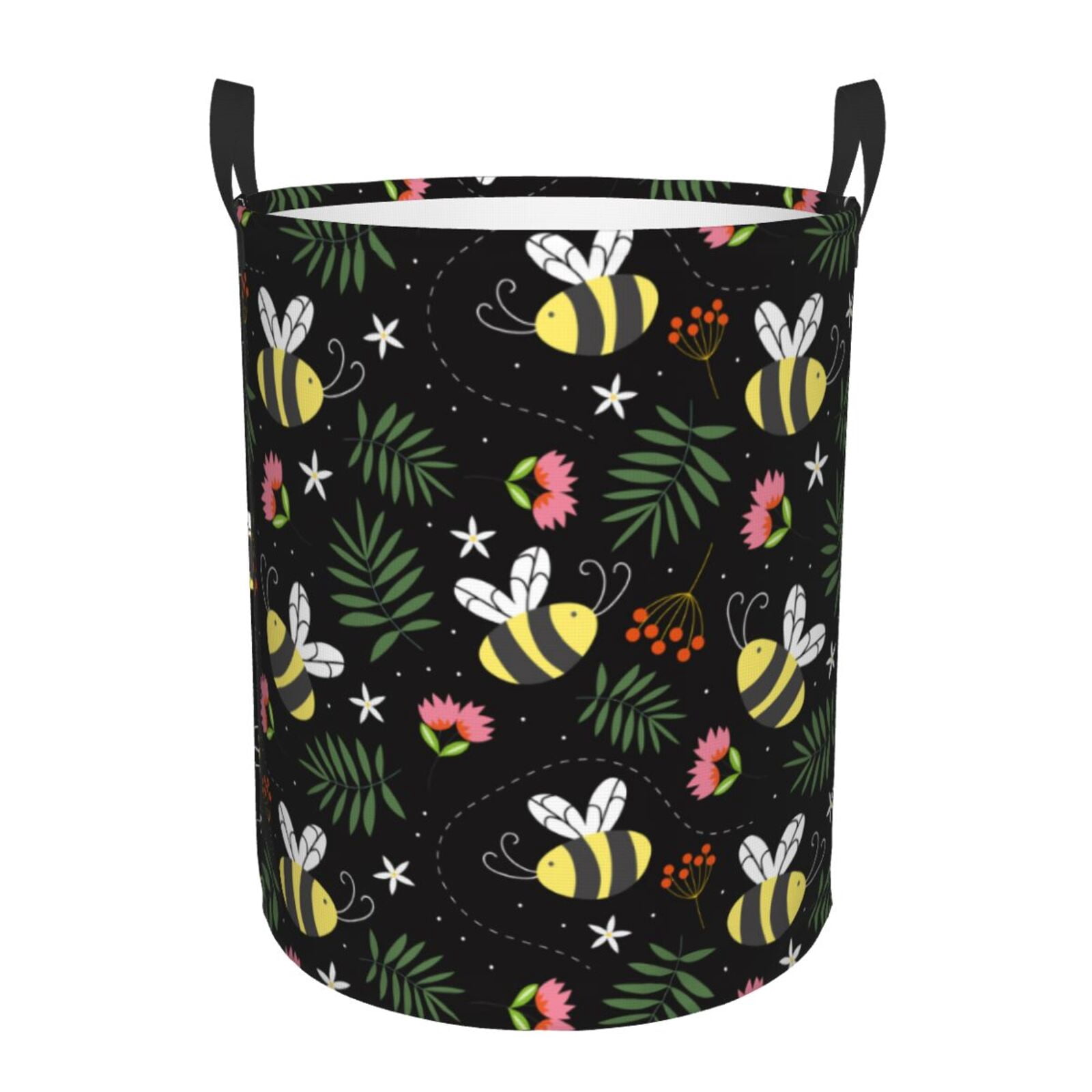 Daiia Bees Round Laundry Basket with Handles Thickened Waterproof ...