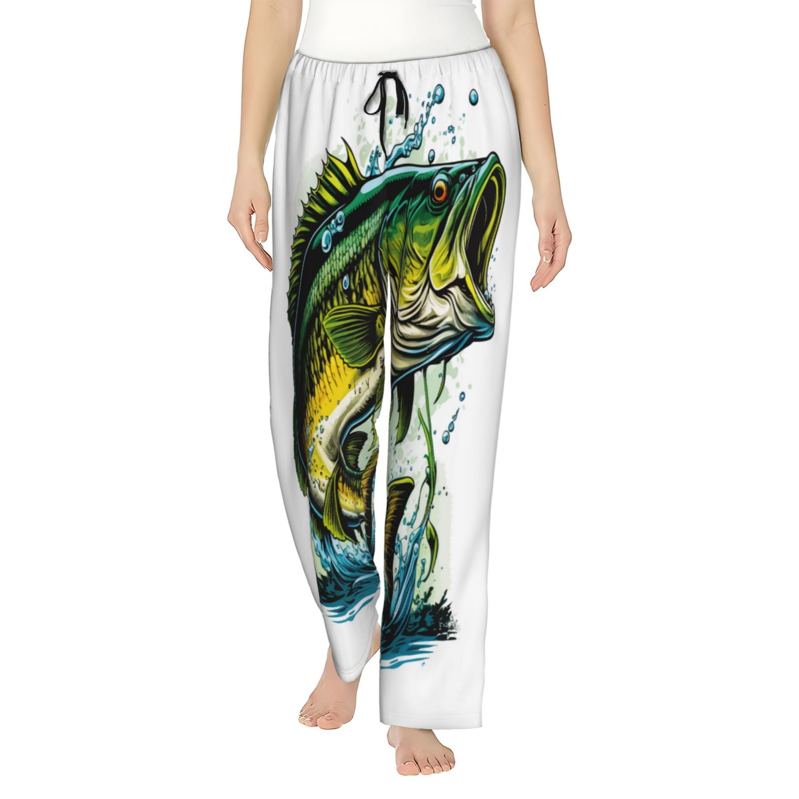 Daiia Big bass fish Pattern Women's Sleep Pant with Pockets and ...