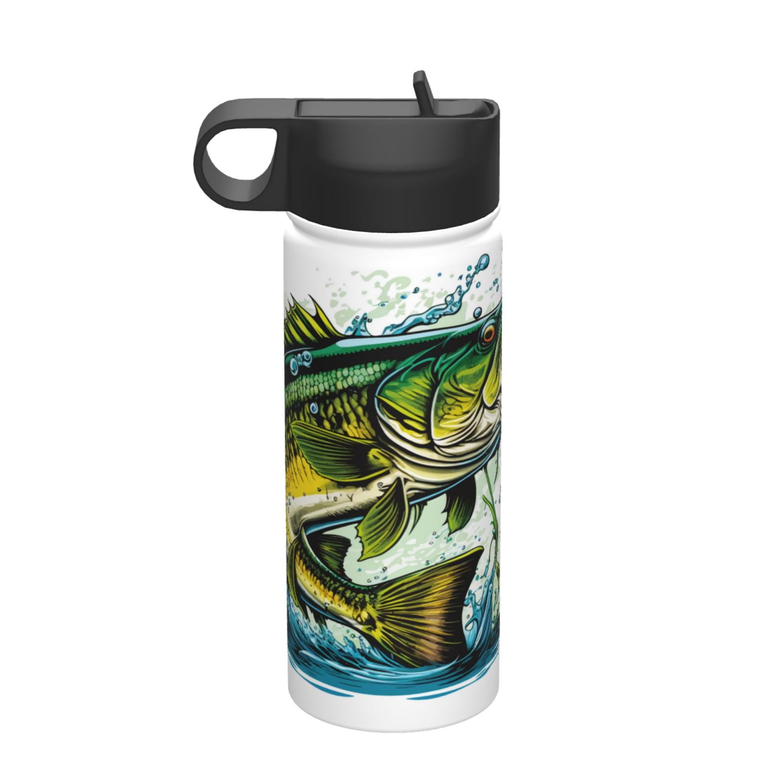 Daiia Big bass fish Printed 18oz Sports Insulated Kettle With Straw ...