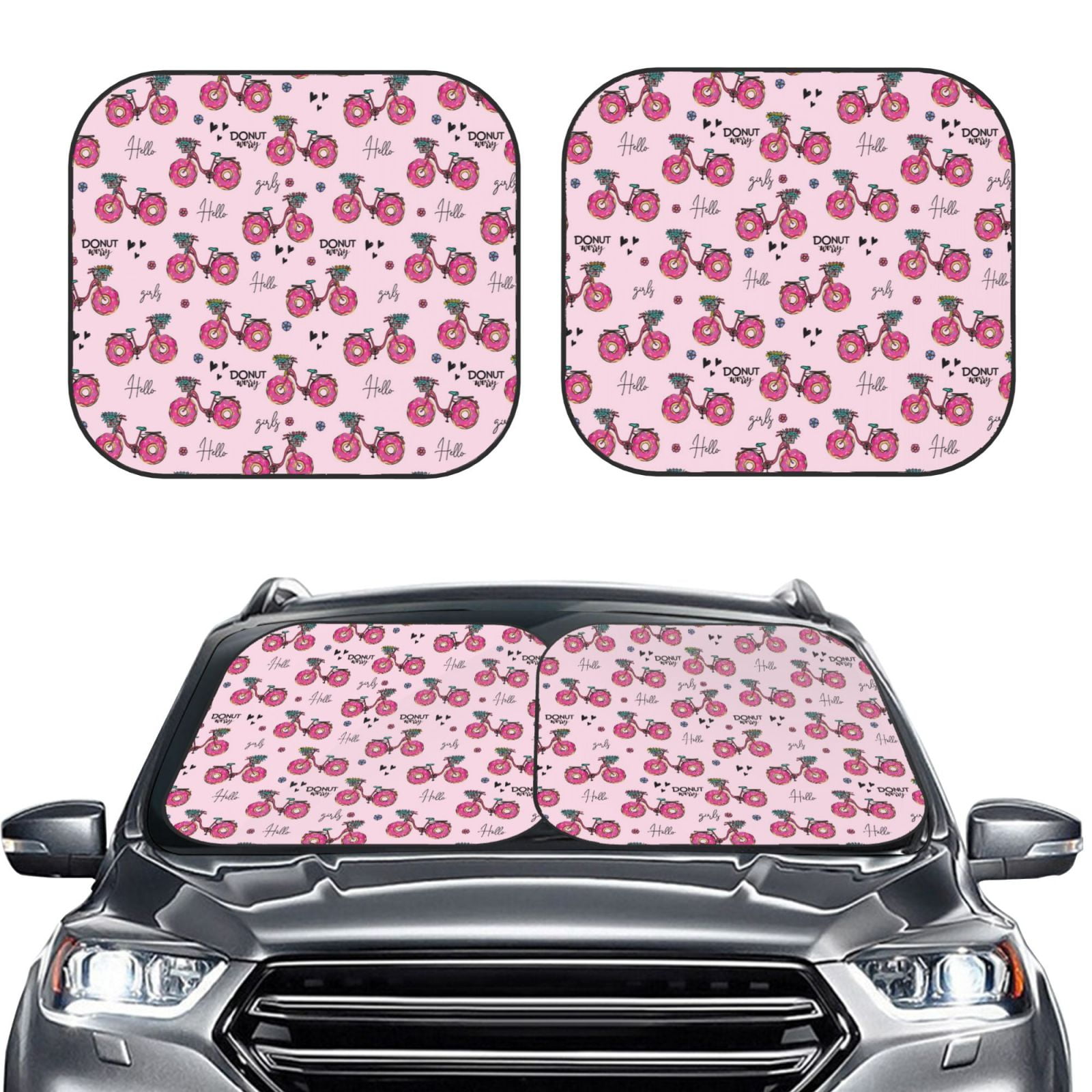 Daiia Bike with Donut Wheels 2PCS Car Windshield Sun Shade, Foldable ...