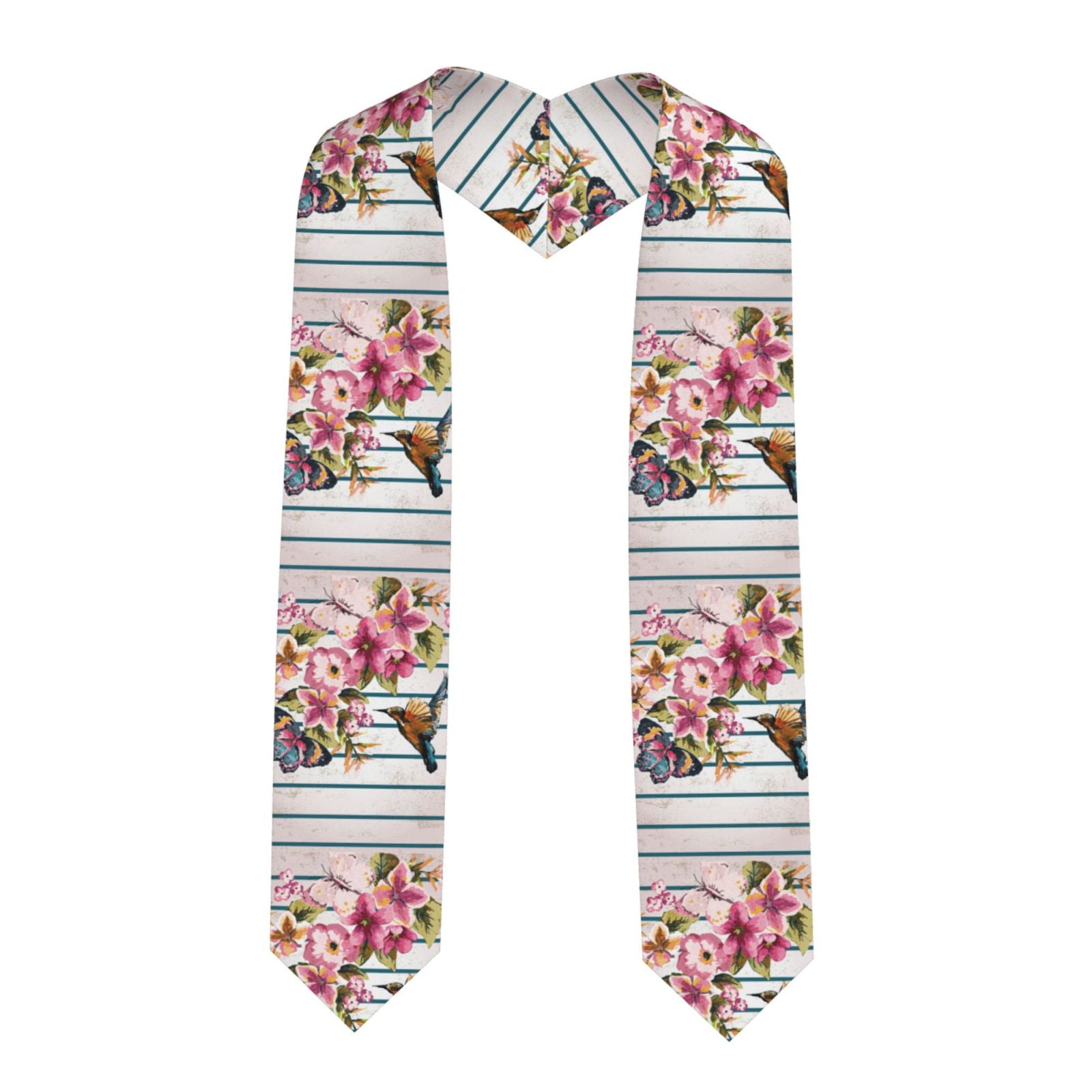 Daiia Bird and Floral Pattern Graduation Shawl Stole – Satin Graduation ...