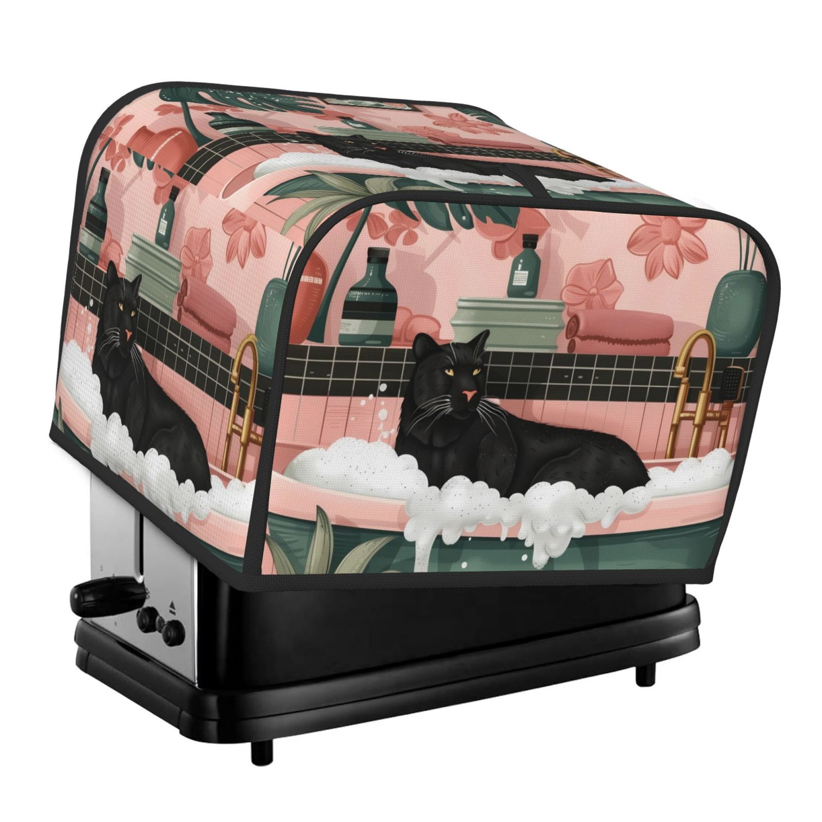 Daiia Black Cat Pink Bathroom Pattern 4 slice Toaster Cover, Toaster ...