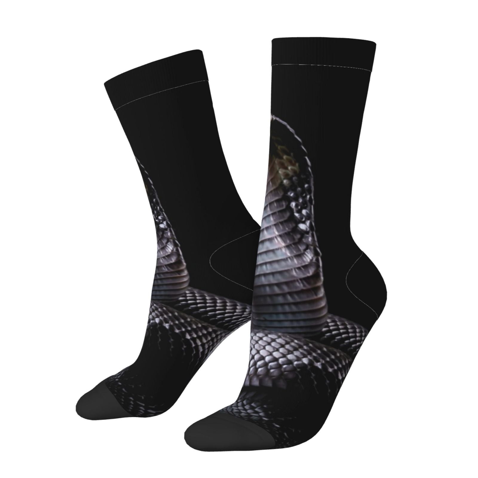 Daiia Black Cobra Snake Print Crew Socks – Soft Breathable Long Socks ...