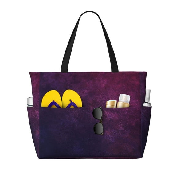 Daiia Black Dark Blue Purple Beach Travel Bag - Water-Resistant Beach ...