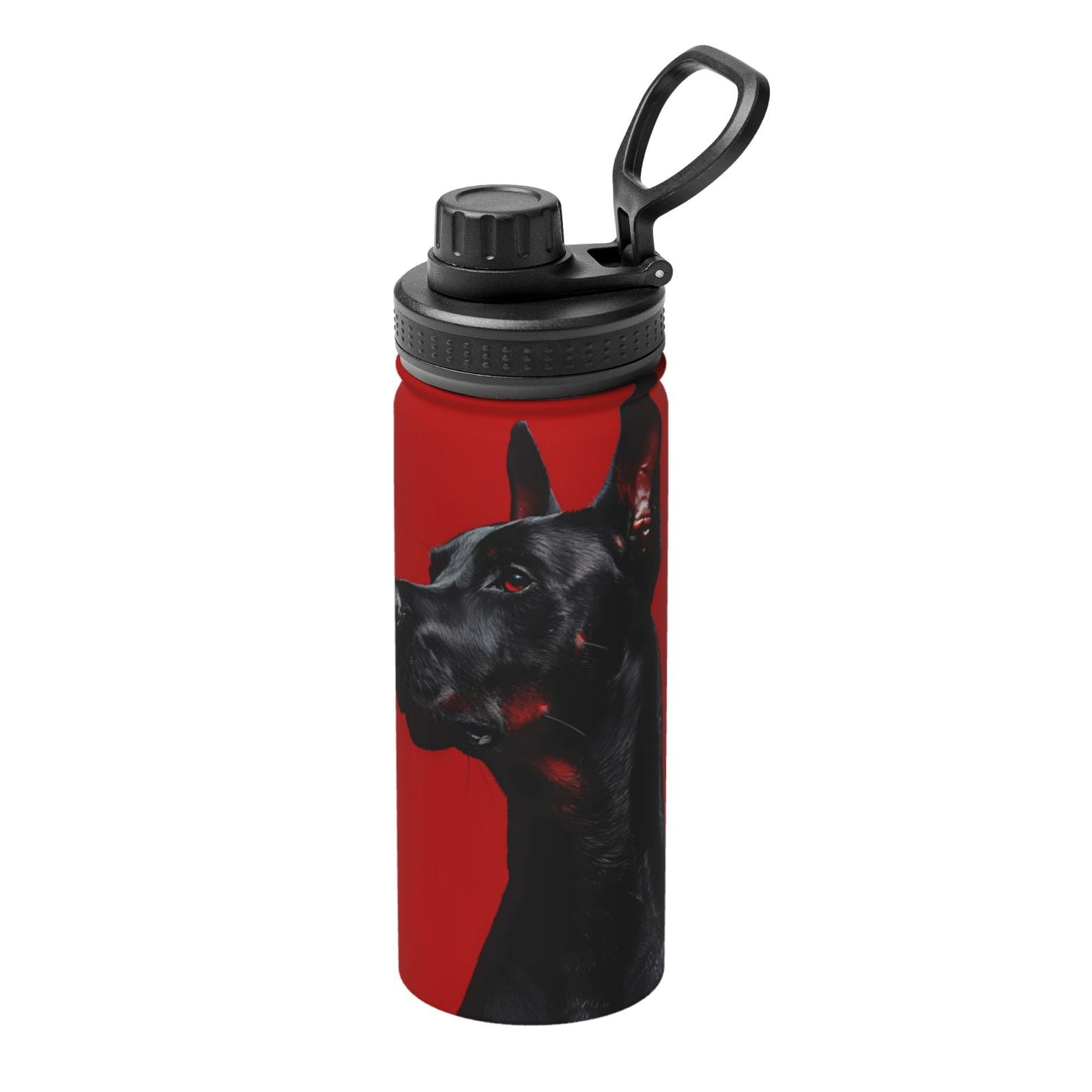 Daiia Black Dog Red Background Printed 18 OZ Sports Insulated Kettle ...