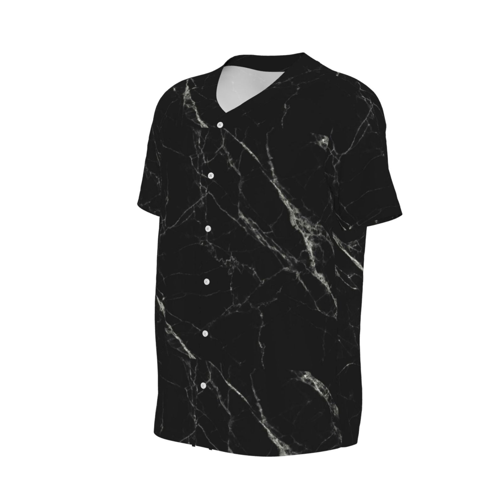 Daiia Black Marble Texture Abstract Mens Baseball Jersey Button Down ...