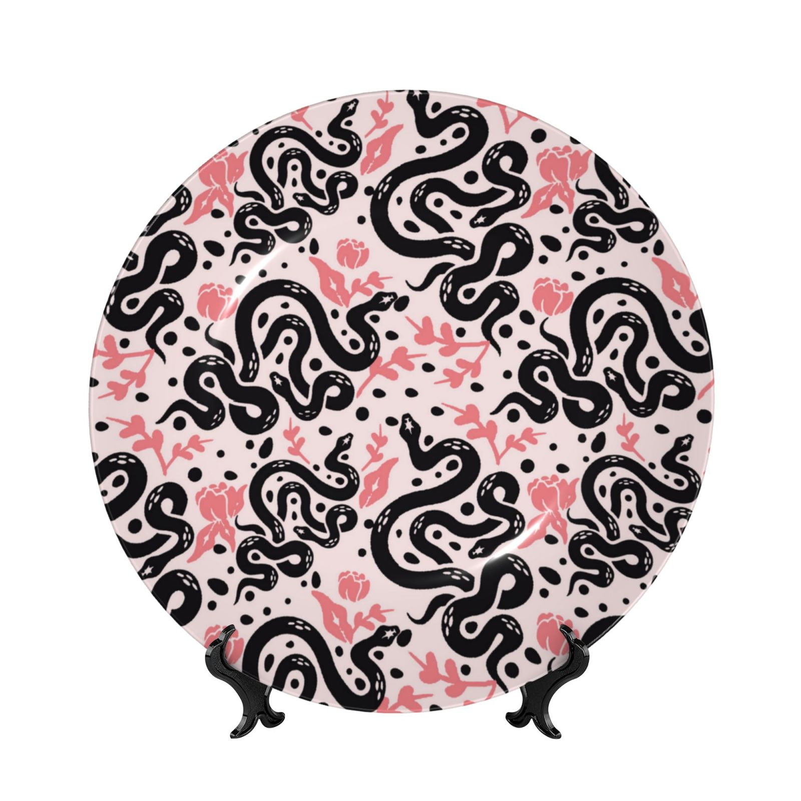 Daiia Black Snake Printed Pattern Ceramic Plate Dinner Plates Bone ...