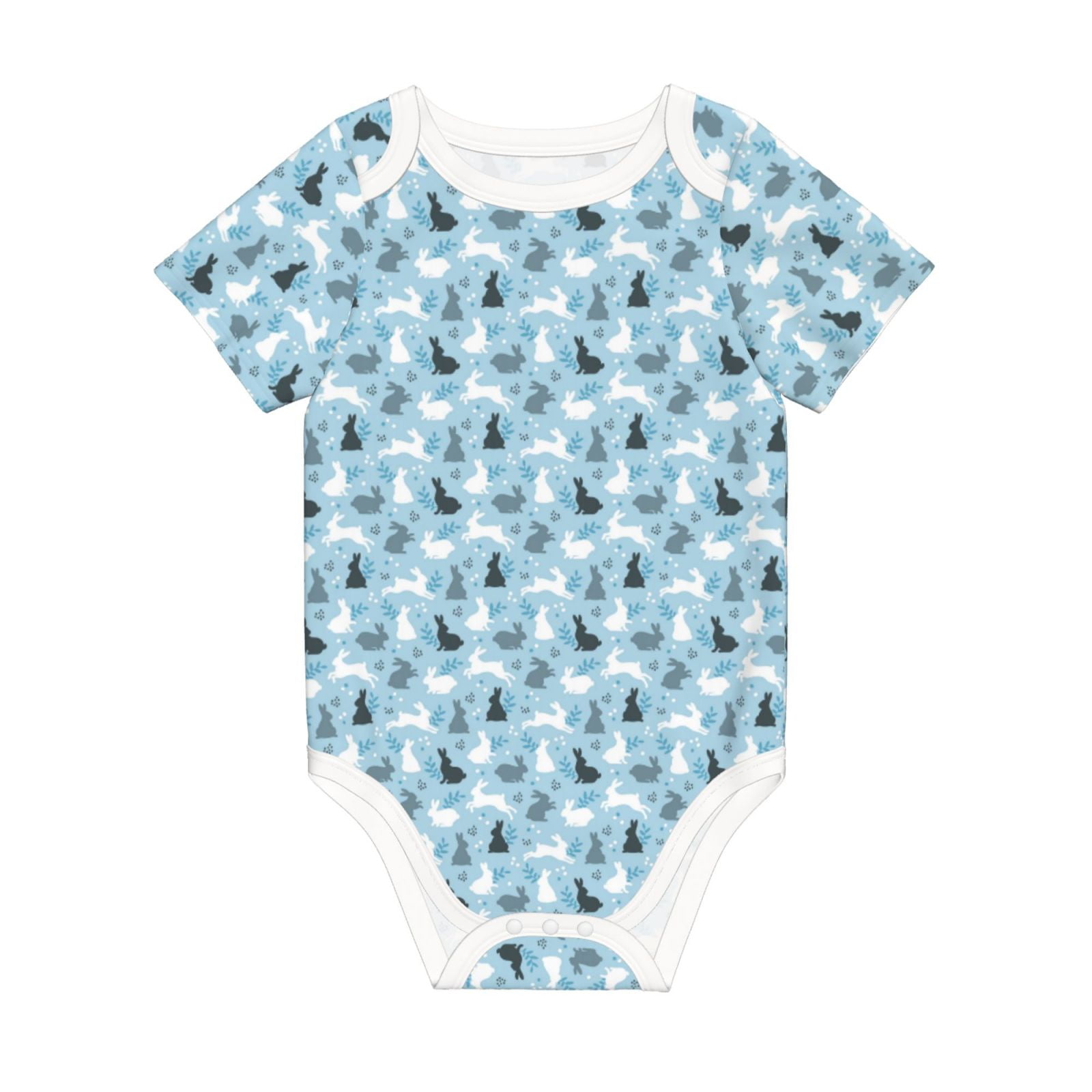 Daiia Black White Gray Rabbit Printed Unisex-Baby Short Sleeve Onesies Bodysuits Baby Climbing ...