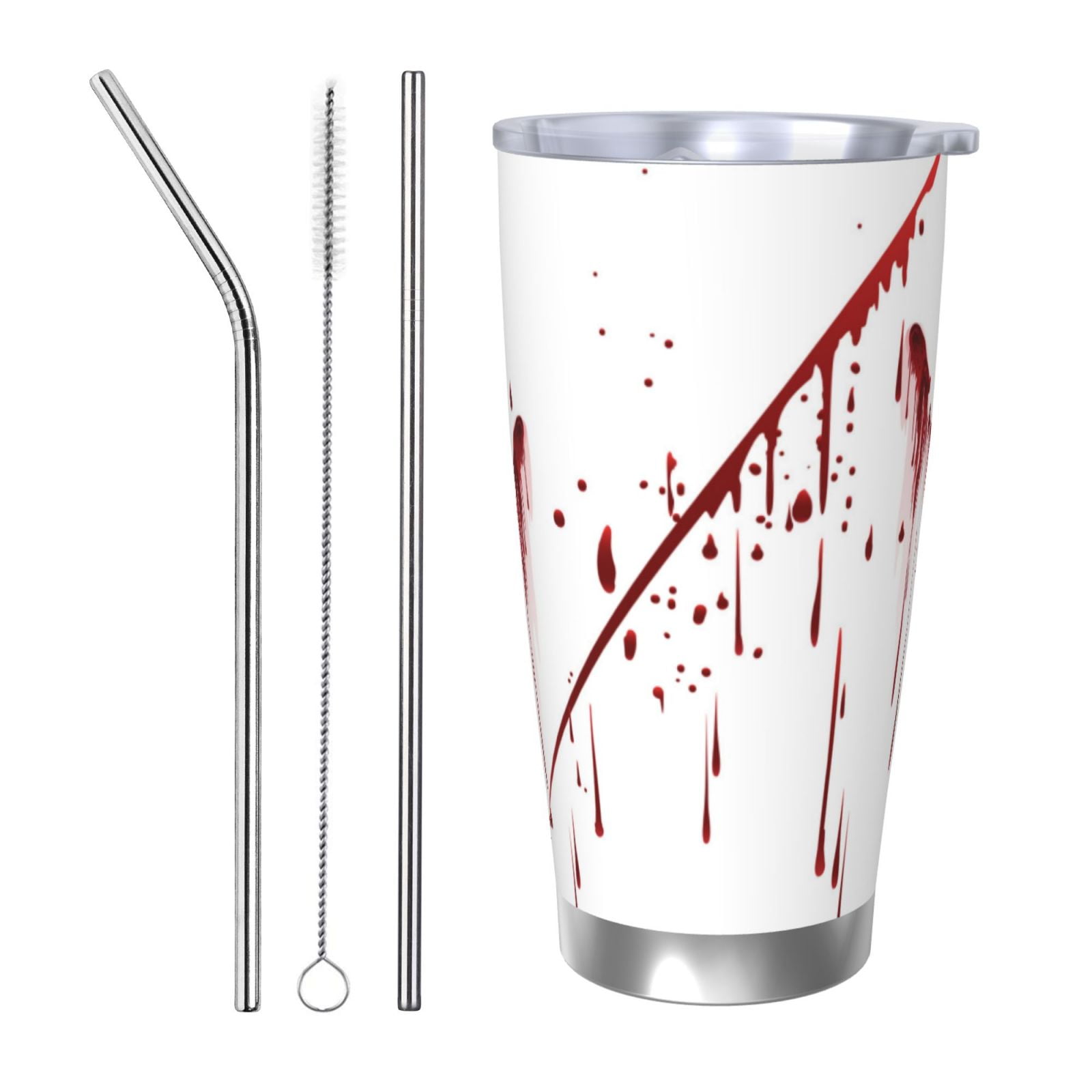 Daiia Bloody Hand Printed 20oz Insulated Coffee Cup with Straw Topper ...
