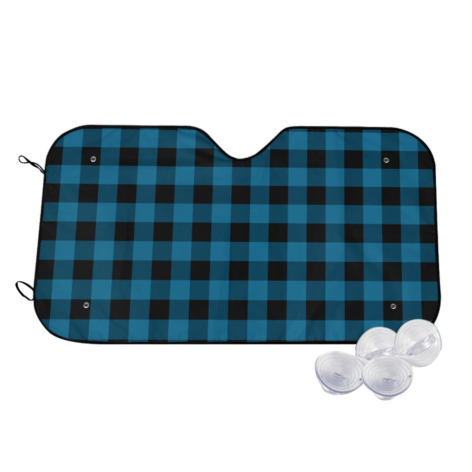 Daiia Blue Black Plaid Windshield Sun Shade for Car SUV Truck (Small ...