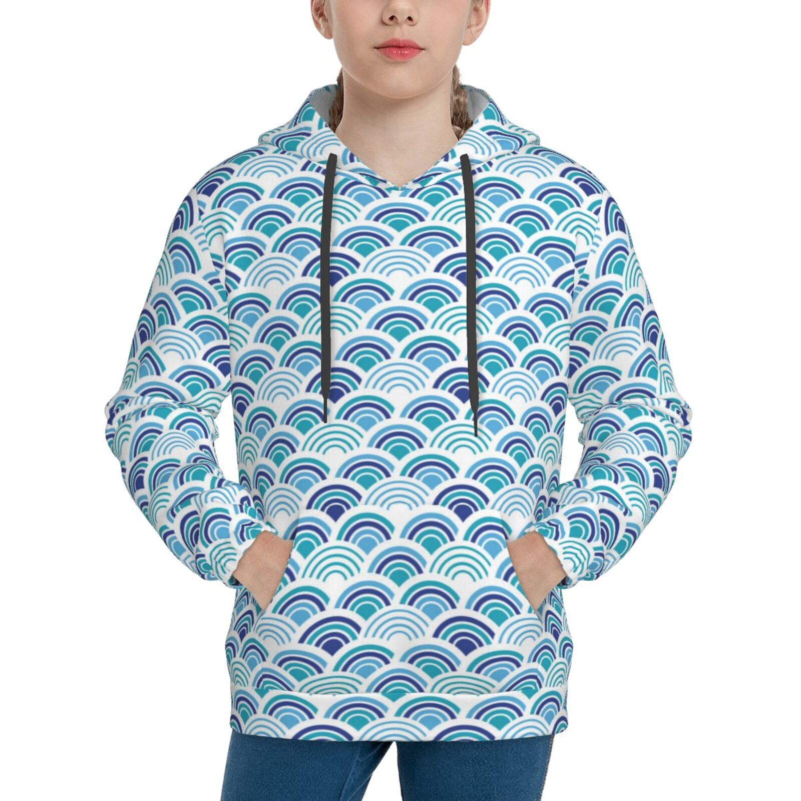 Daiia Blue Fish Scale Texture for Boys Fashion Hoodies & Sweatshirts ...