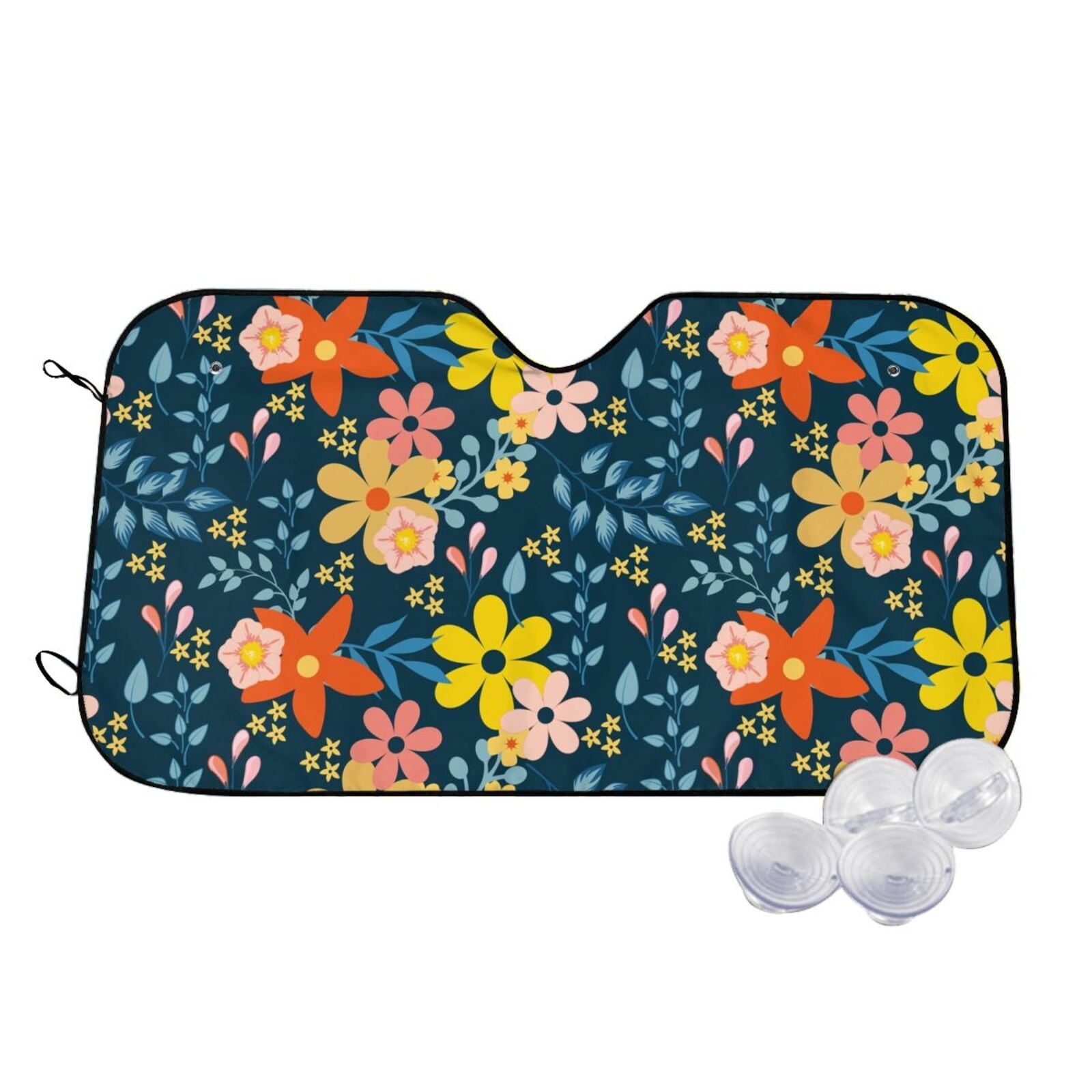 Daiia Blue Floral Windshield Sun Shade for Car SUV Truck (Small ), Car ...
