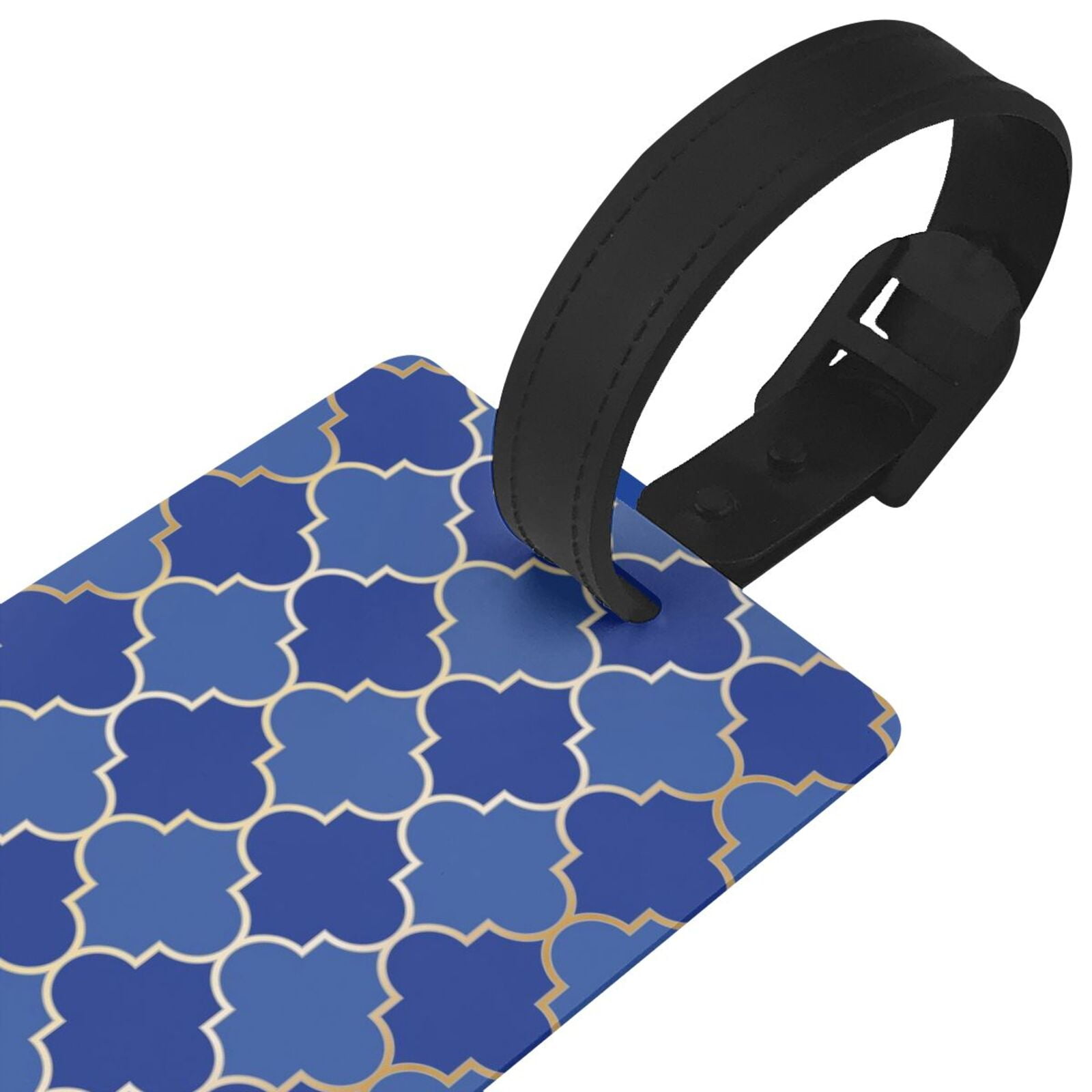 Daiia Blue Gold Grid Lantern Shapes Durable Luggage Tags with Secure ...