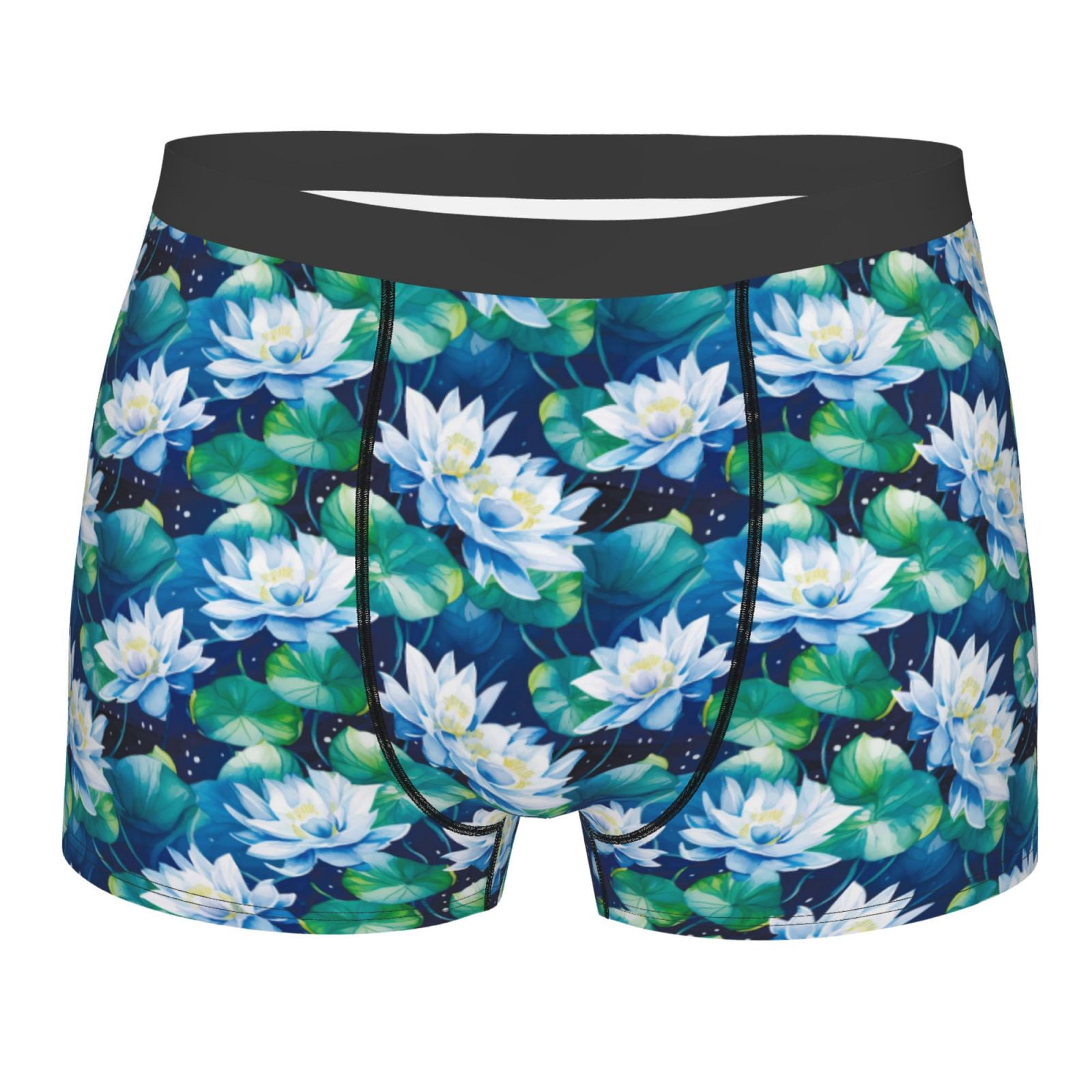 Daiia Blue Lotus Flower Men's Underwear Boxer Briefs, Cotton Stretch ...