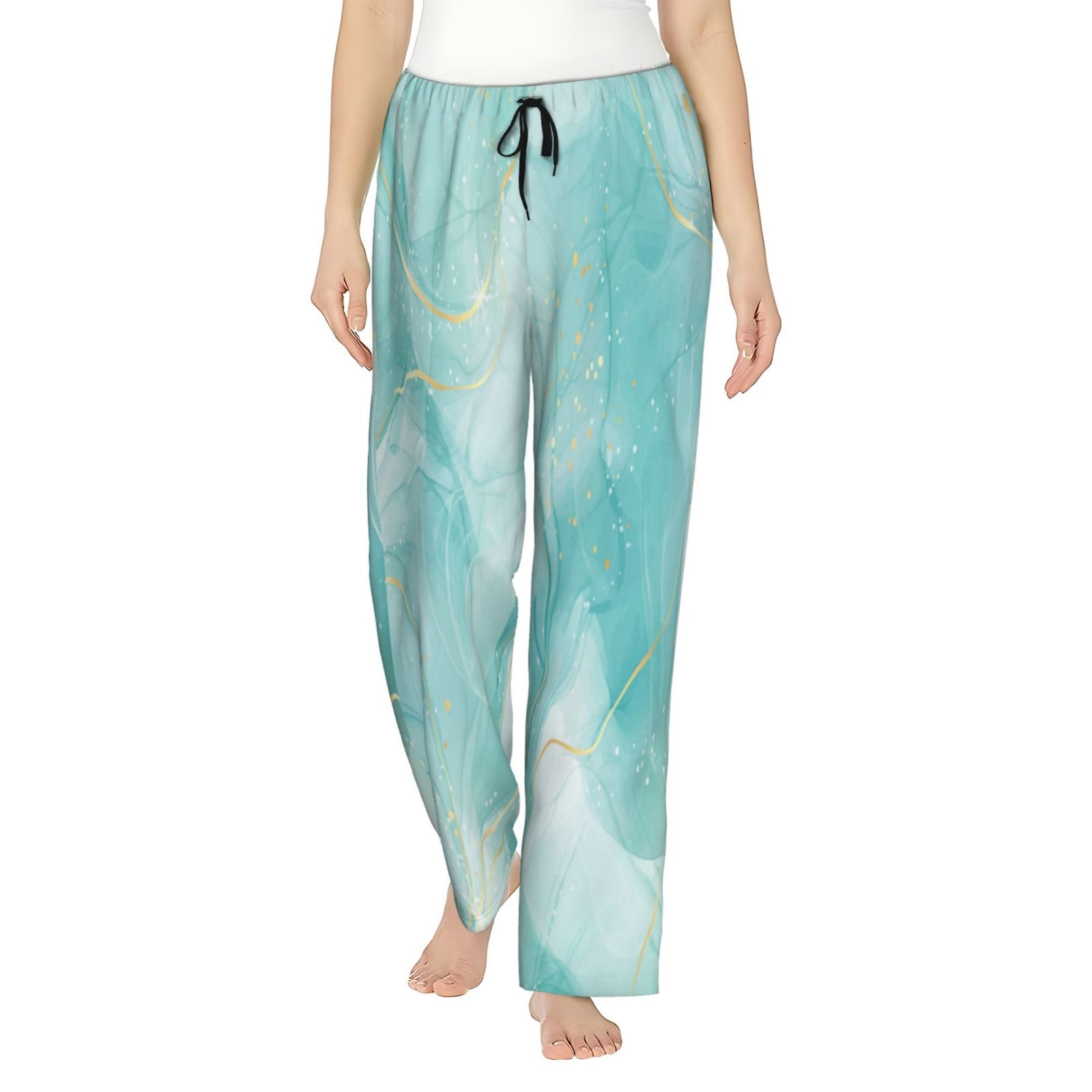 Daiia Blue Marble Women's Sleep Pant with Pockets and Drawstring,Pajama ...