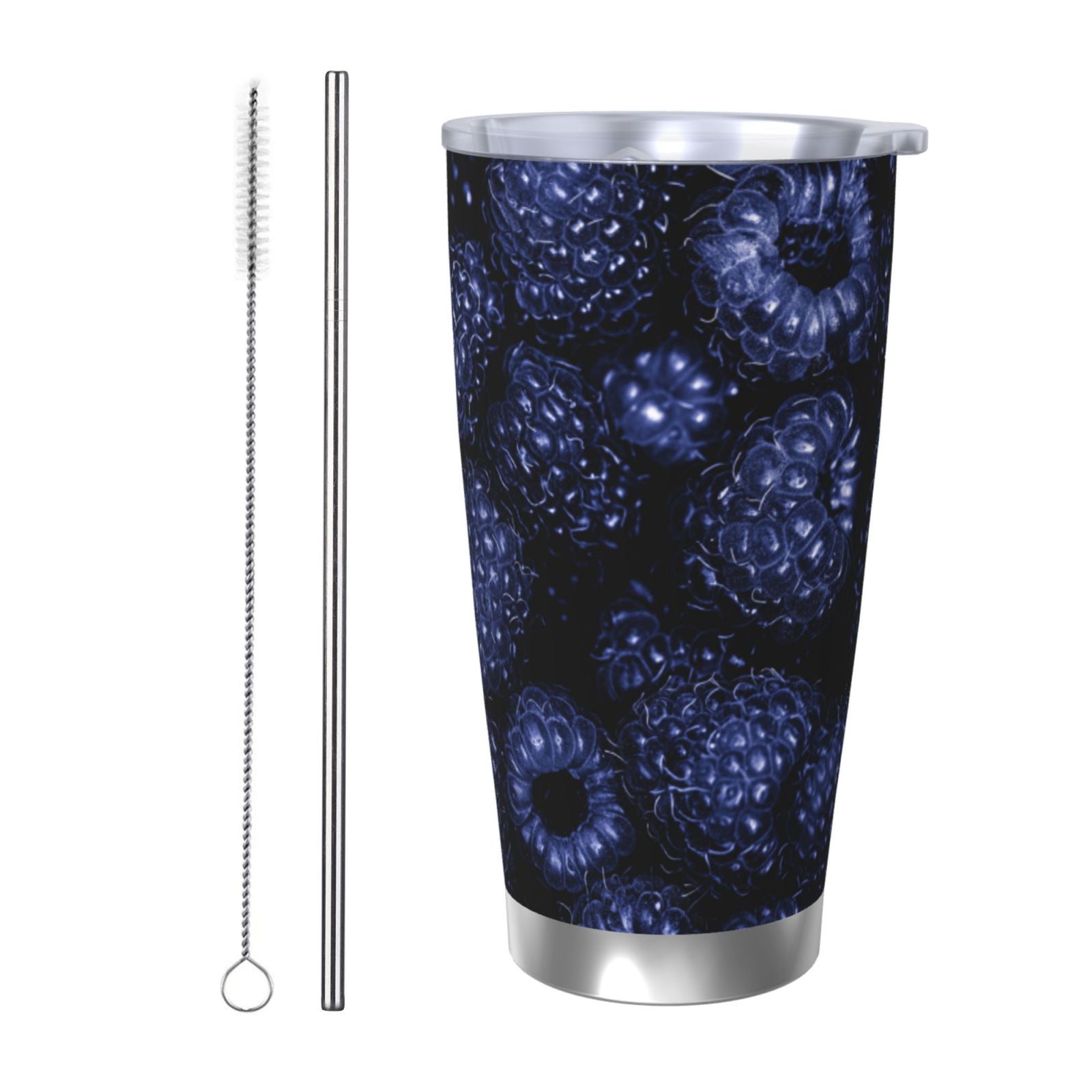 Daiia Blue-Purple Raspberries Printed 20oz Insulated Coffee Cup with ...