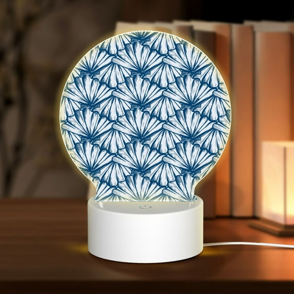 Daiia Blue Shells Pattern Acrylic Night Light, LED Touch Light, Bedroom ...