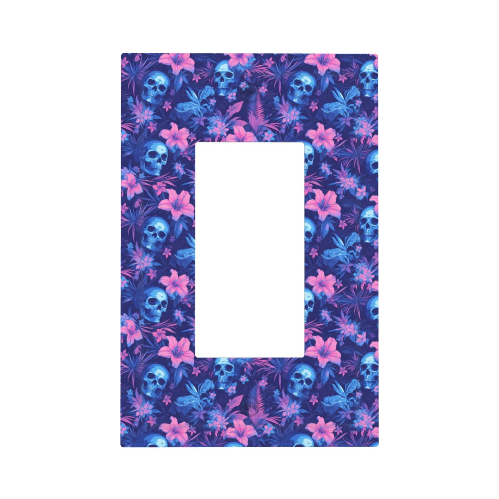 Daiia Blue Skull Leaf Pattern Decorator Wall Plate Child Safe Outlet ...