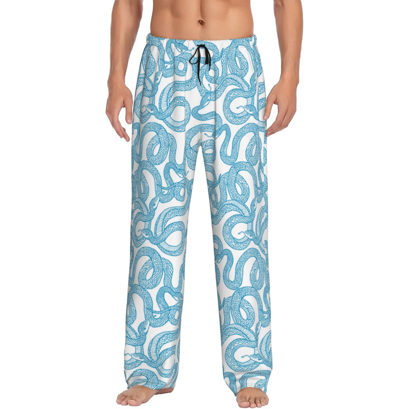 Daiia Blue Snake Men's Sleep Pant with Pockets and Drawstring,Pajama ...