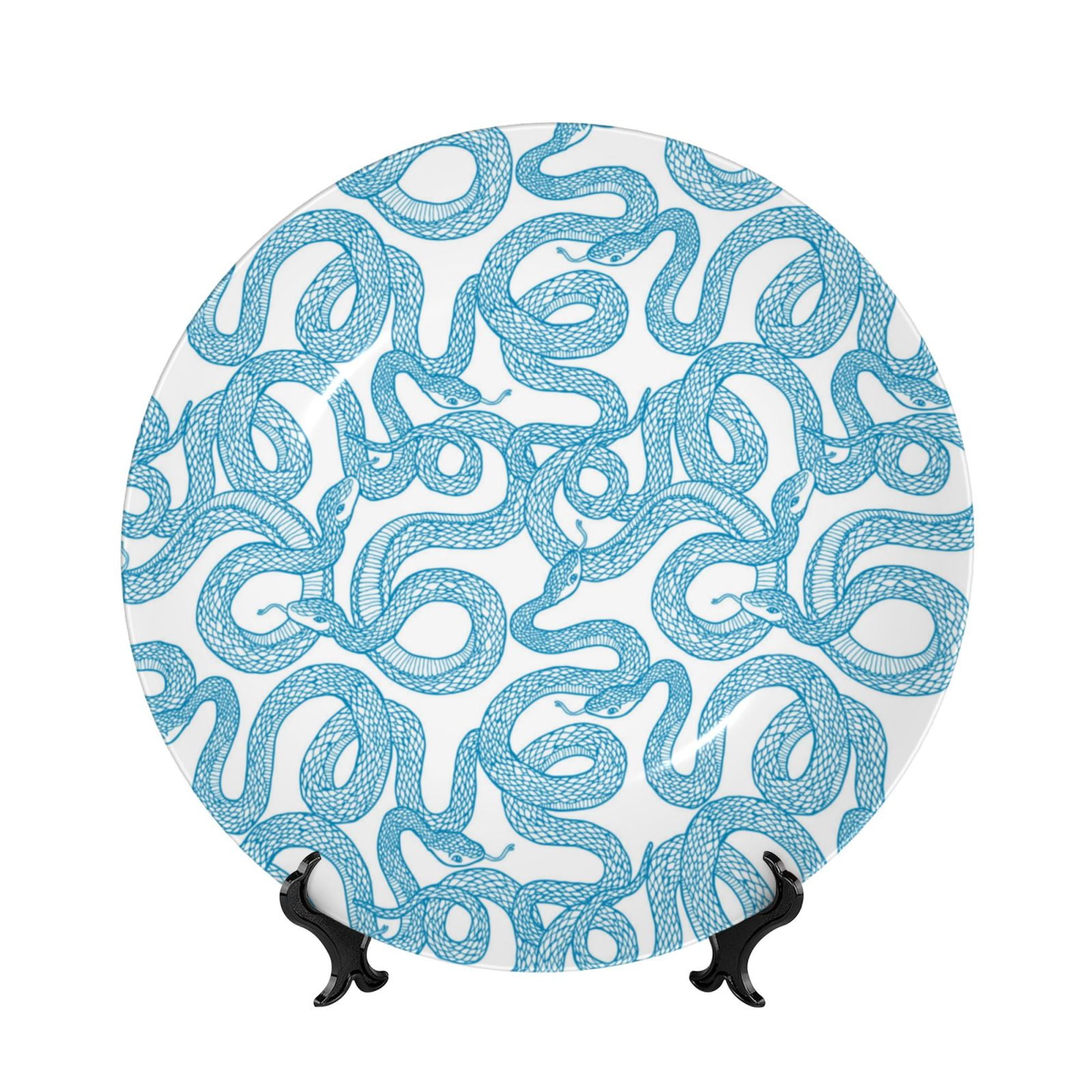 Daiia Blue Snake Printed Pattern Ceramic Plate Dinner Plates Bone China ...