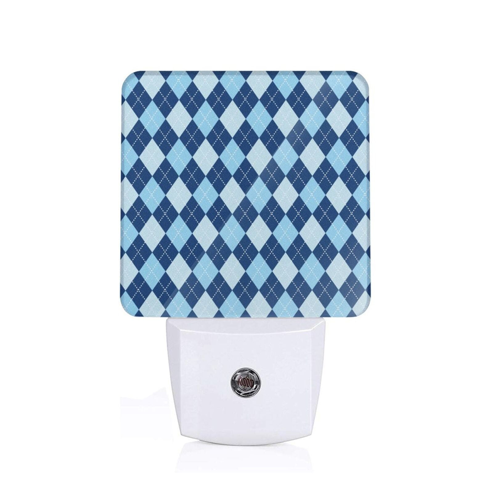 Daiia Blue Squares Pattern Plug-in LED Backlit Night Light with Motion ...