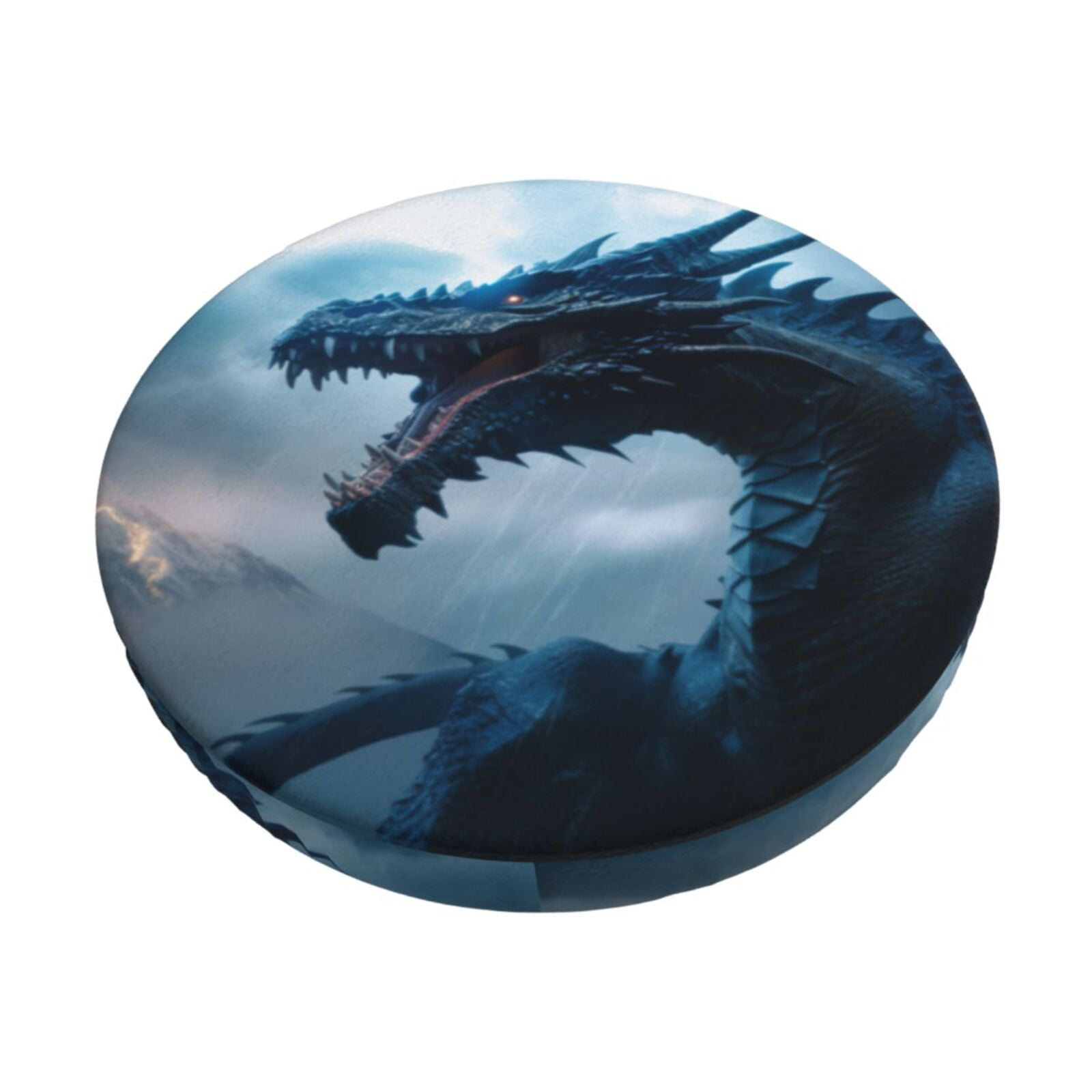 Daiia Blue Thunder Storm Dragon Stool Covers Round,Round Bar Stool ...