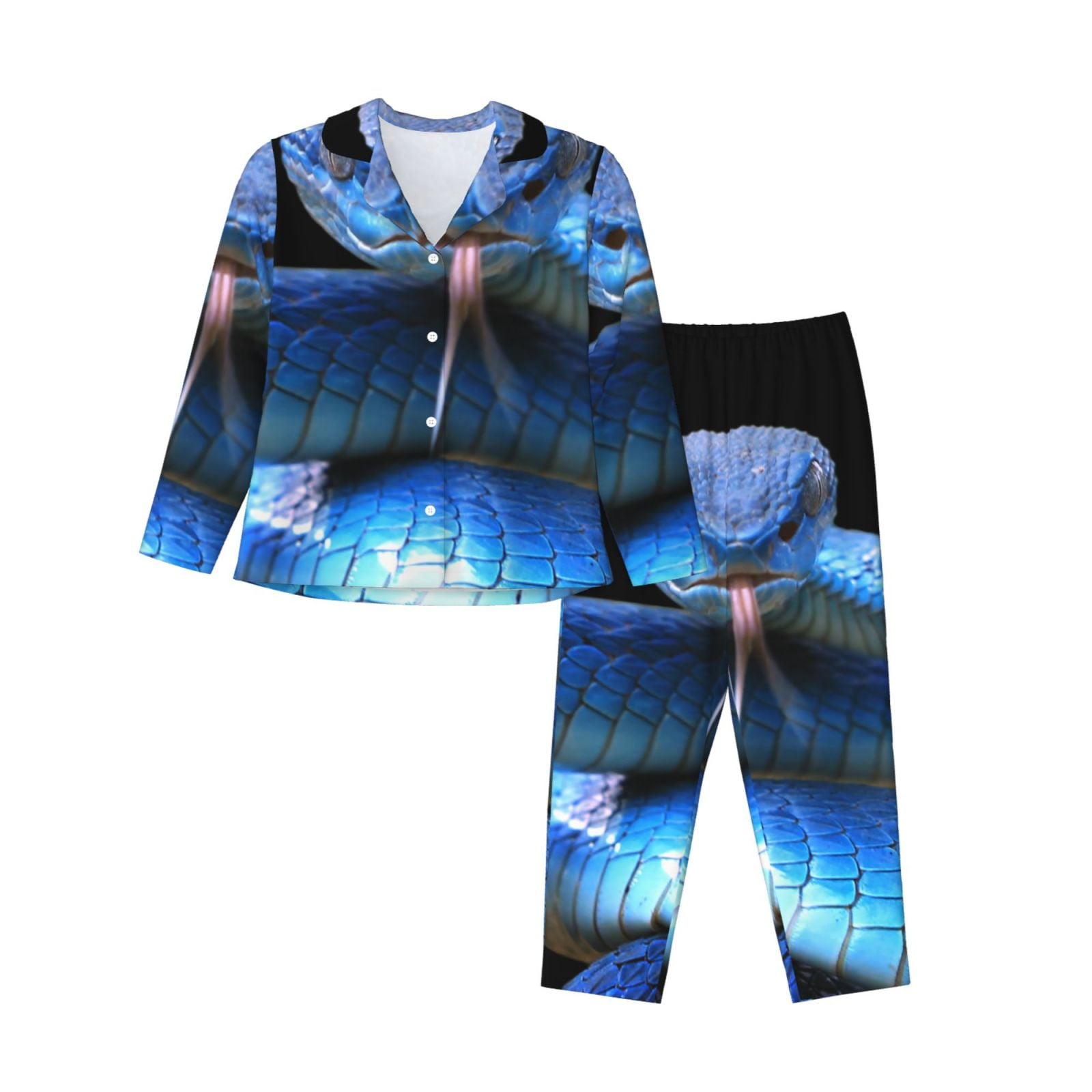 Daiia Blue Viper Snake 2 for Women's Long-Sleeved Pajama Set – Soft ...