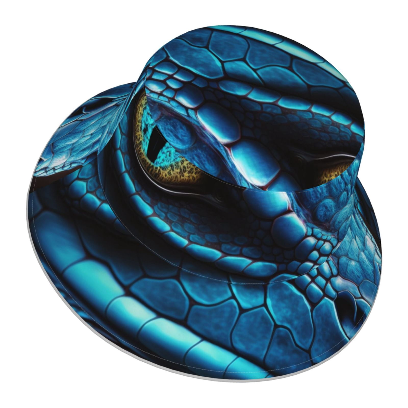 Daiia Blue Viper Snake Closeup Face Pattern Bucket Hat - Trendy Cotton ...