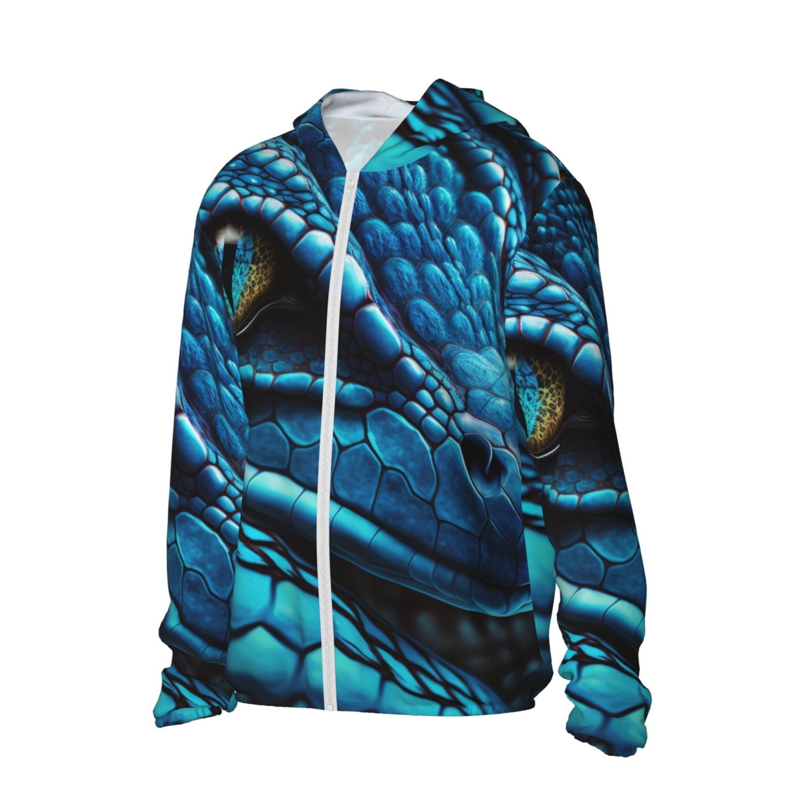 Daiia Blue Viper Snake Closeup Face UPF 50+ Sun Protection Hoodie ...