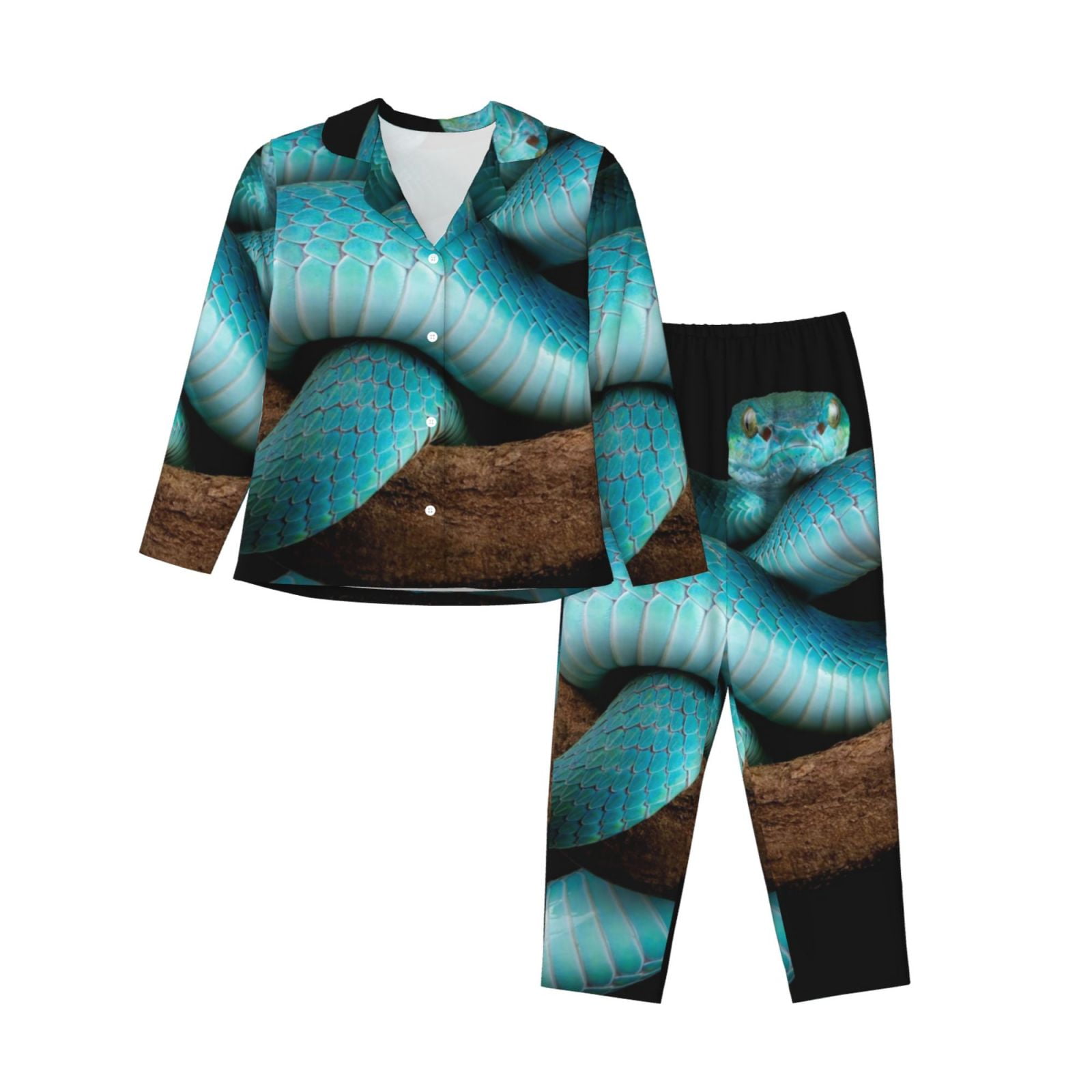 Daiia Blue Viper Snake for Women's Long-Sleeved Pajama Set – Soft ...