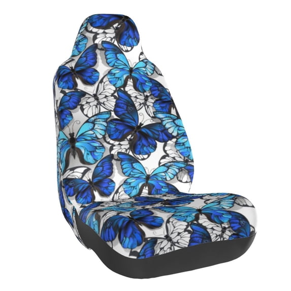 Daiia Blue and White Butterflies Printed Car Seat Cover - Waterproof ...