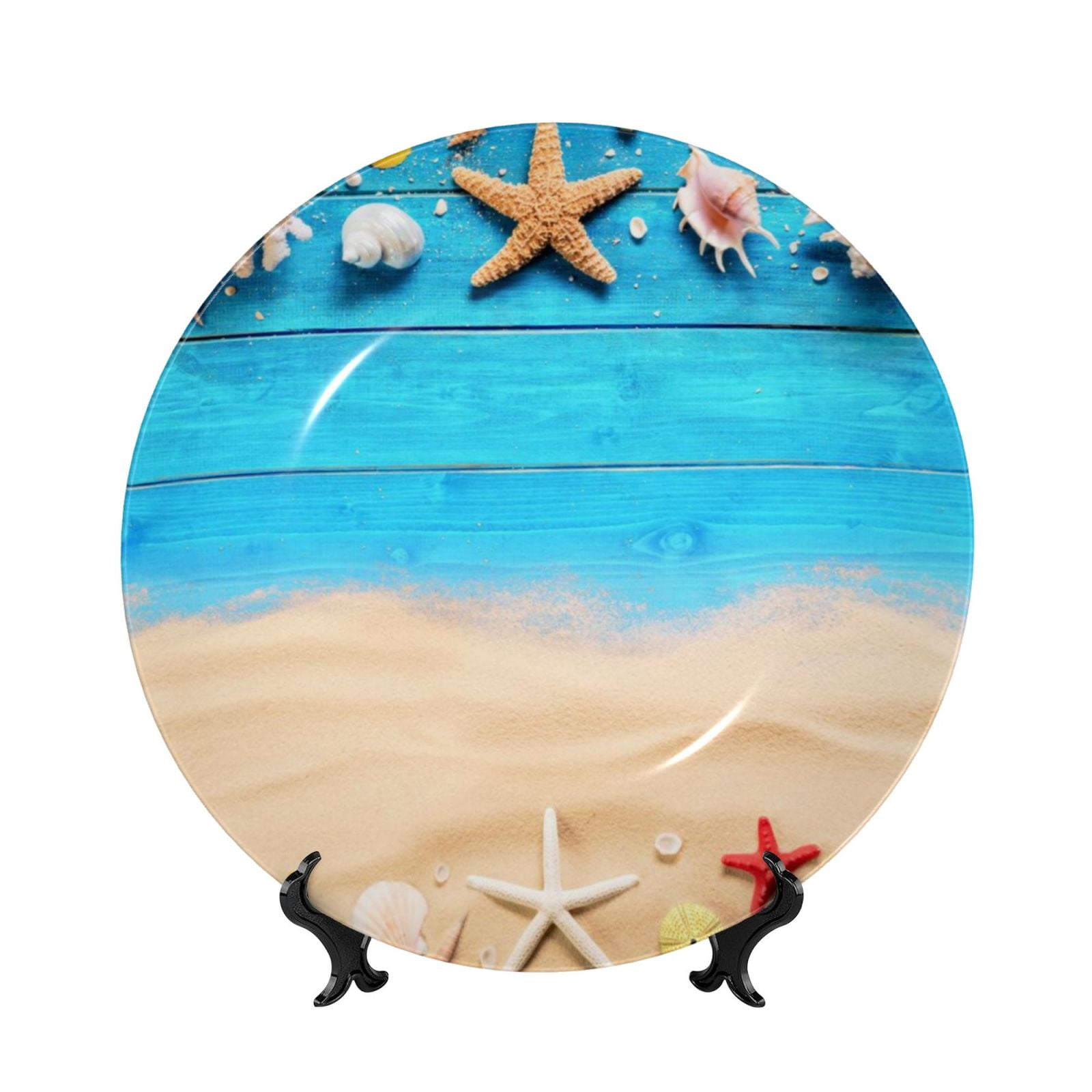 Daiia Boards and Beach Printed Pattern Ceramic Plate Dinner Plates Bone ...