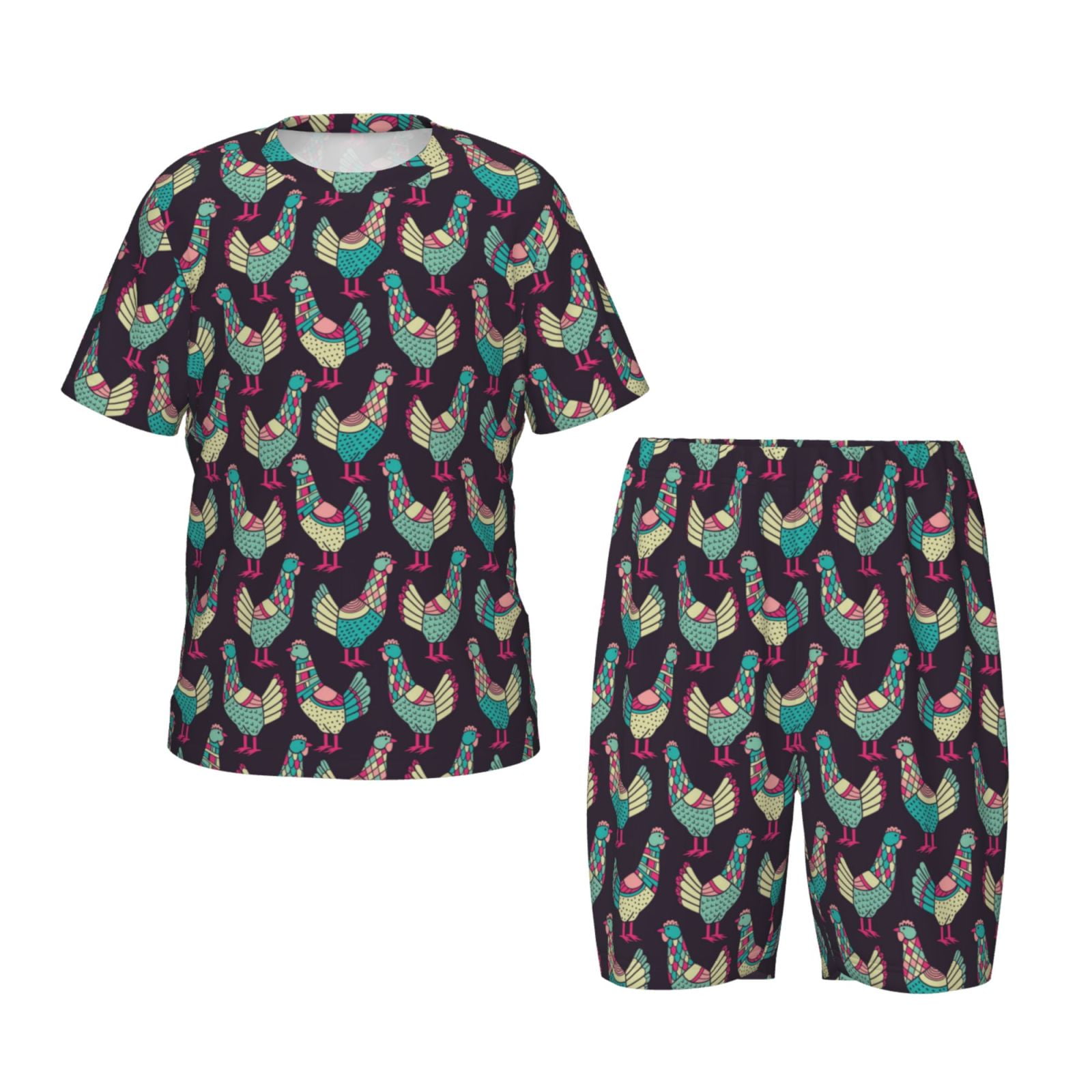 Daiia Bohemian Chicken Print Children’s Cotton Pajama Set – Short ...