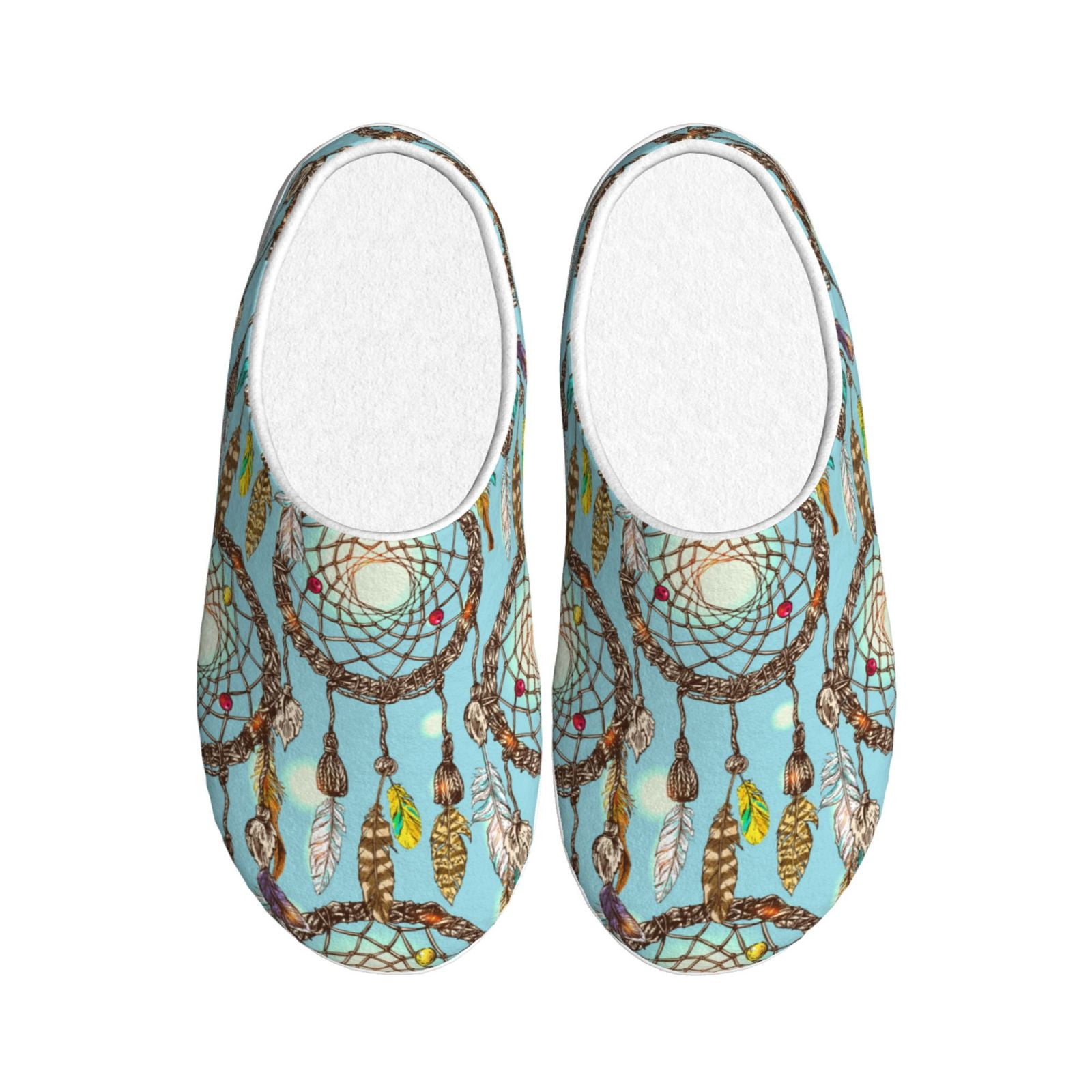 Daiia Boho Dreamcatcher 1 Print Women’s Fuzzy Slippers Memory Foam ...