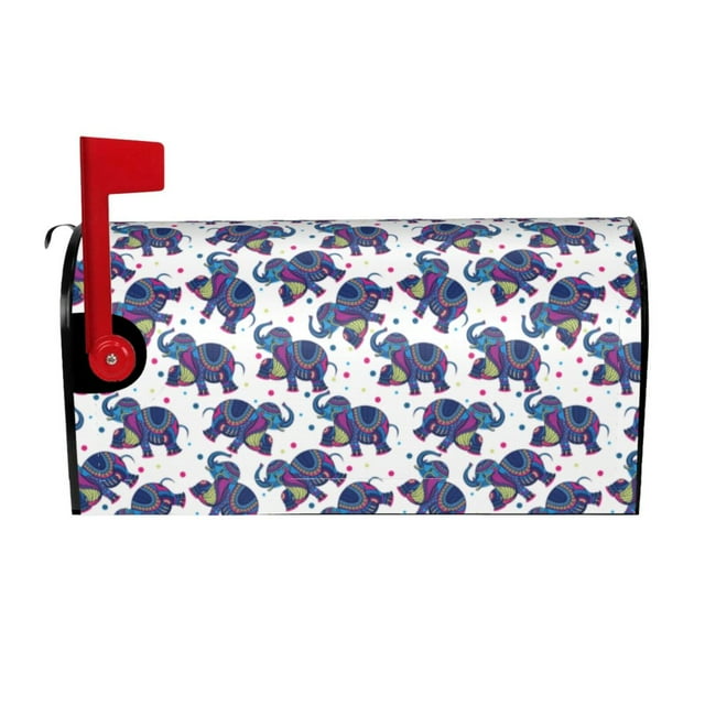 Daiia Boho elephant Pattern Mailbox Cover , Magnetic Welcome Mailbox ...
