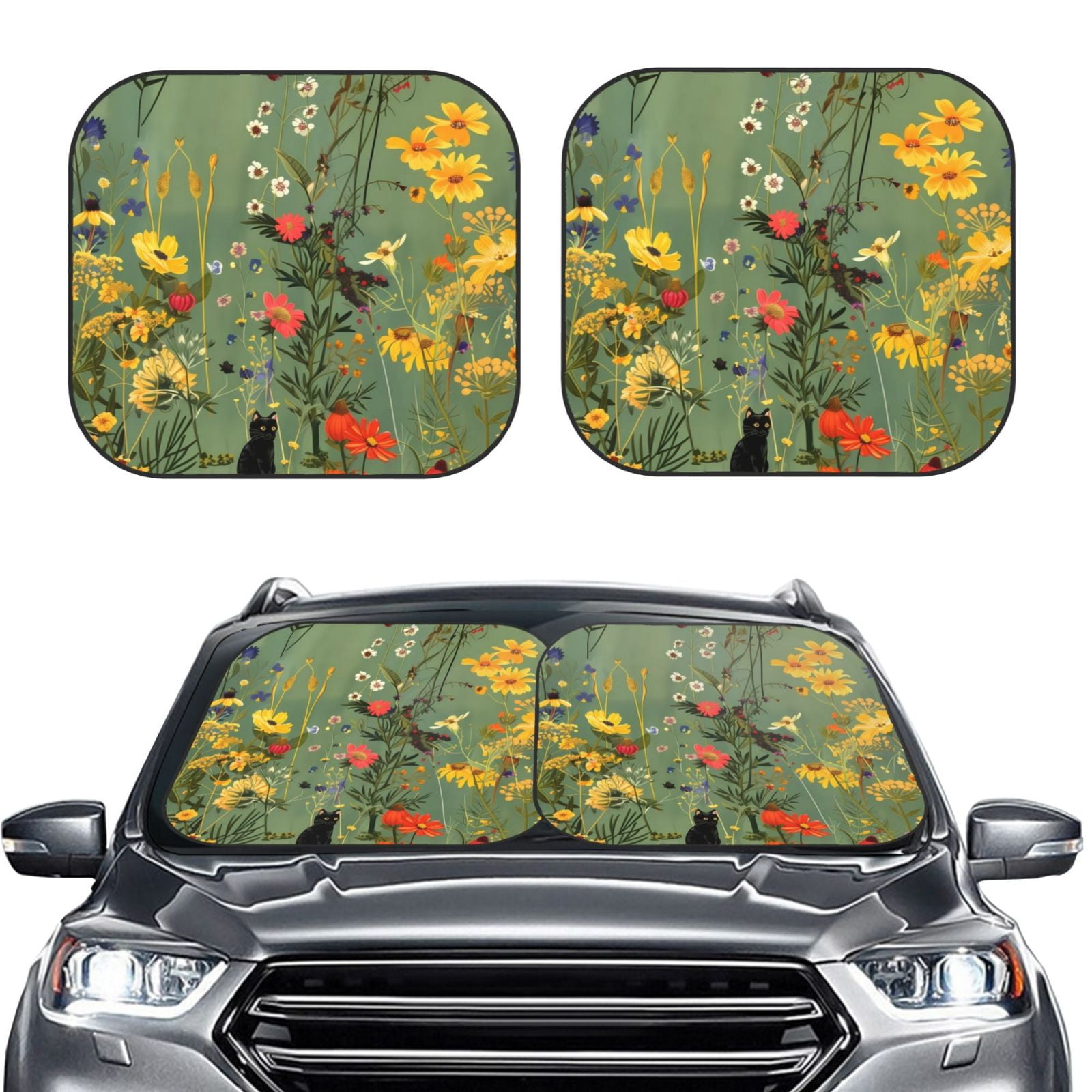 Daiia Botanical Garden With Cats 2PCS Car Windshield Sun Shade ...