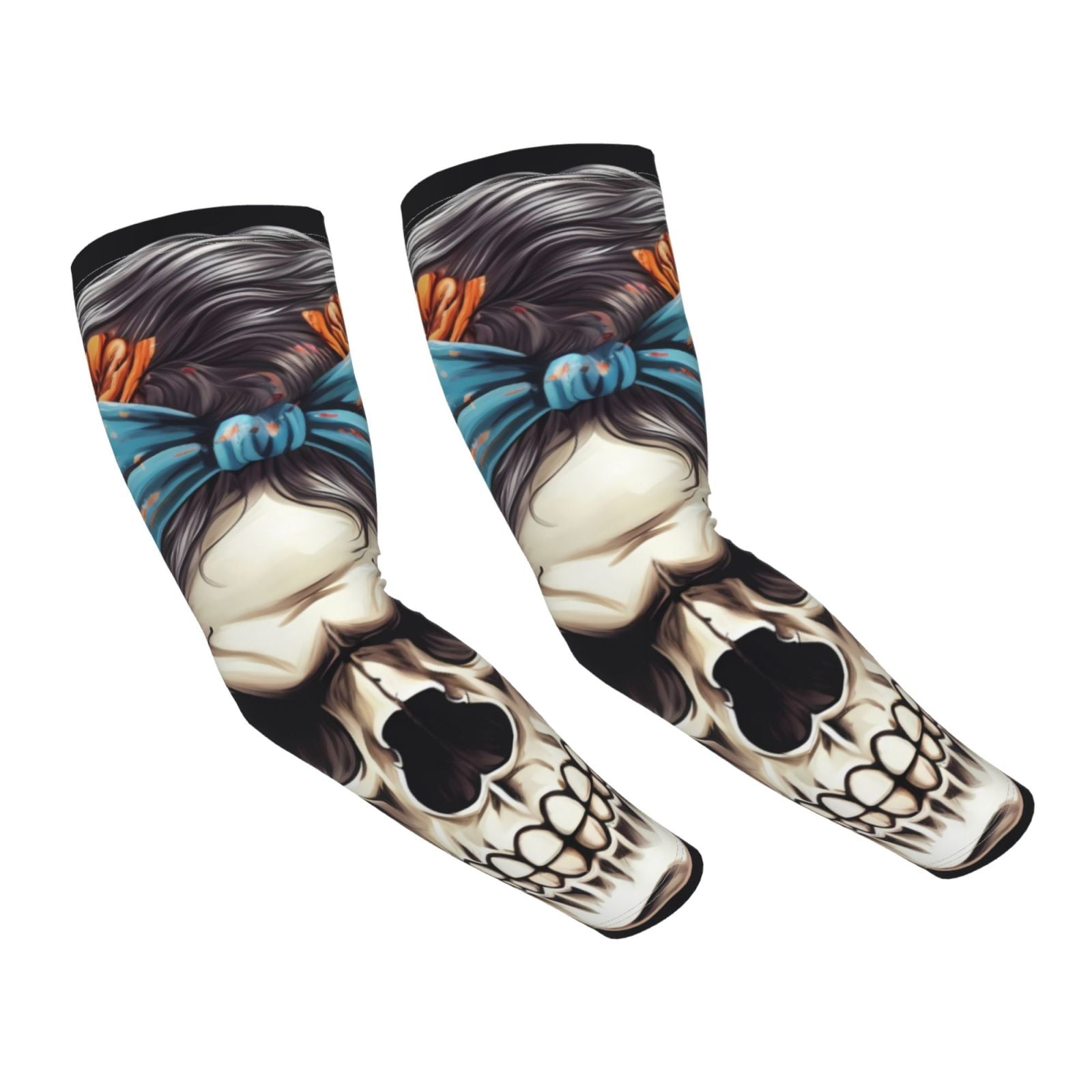 Daiia Bow Flower Skull UV Sun Protection Arm Sleeves - Cooling ...