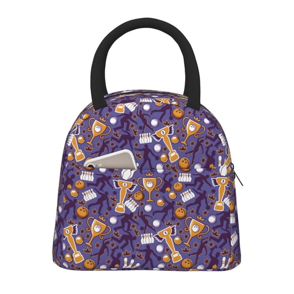 Daiia Bowling Game Pattern Lunch Bag , Insulated Lunch Box, Small ...