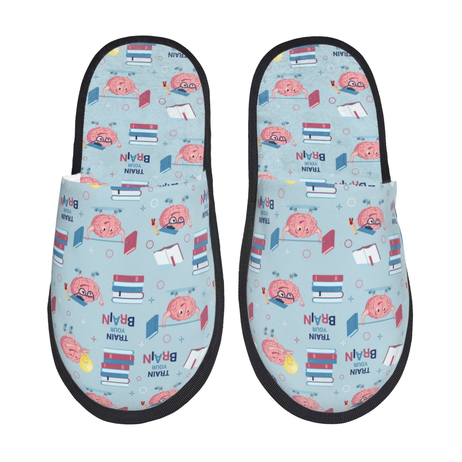 Daiia Brain Training Pattern Furry Slippers for Women and Men, Soft ...