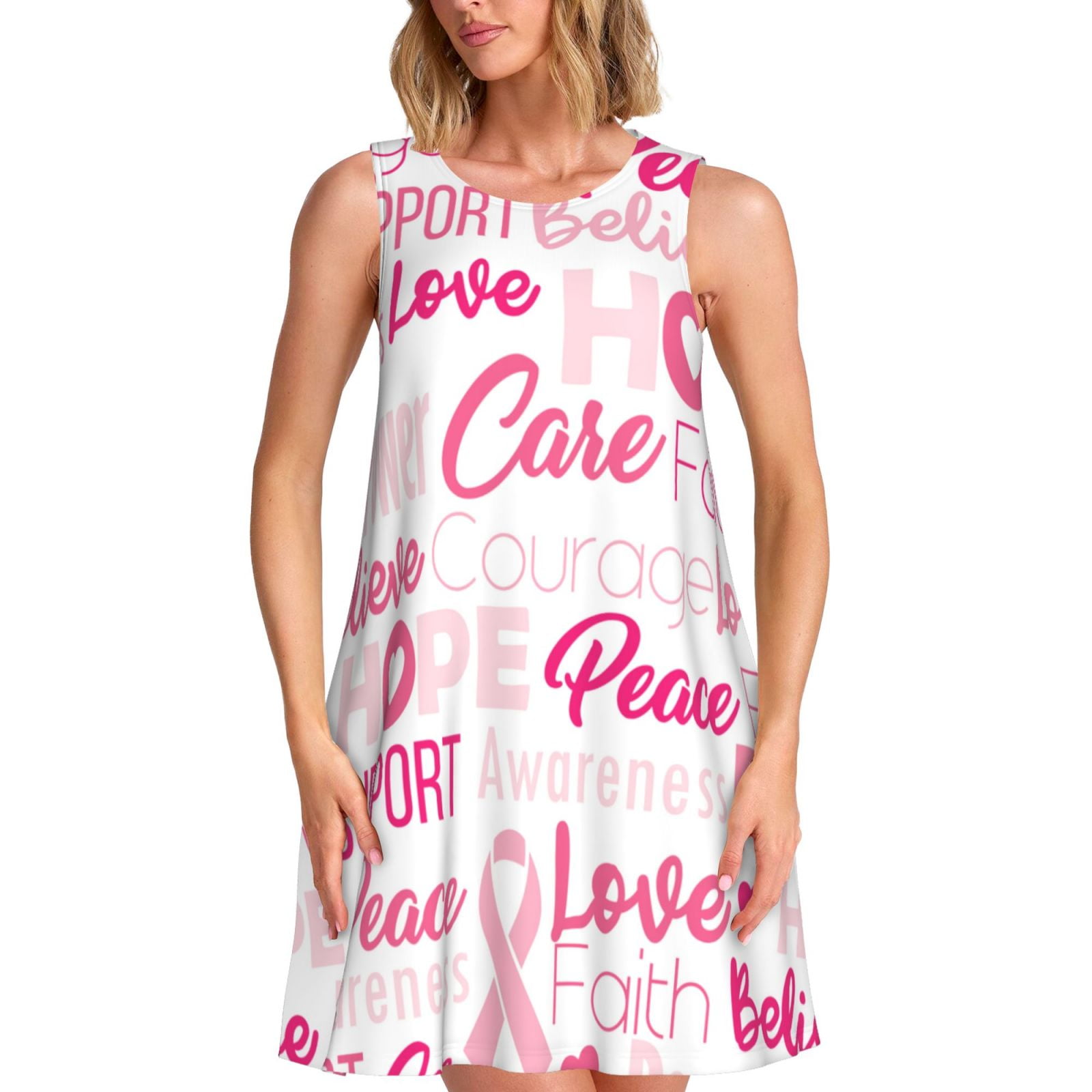 Daiia Breast Cancer Ribbons Awareness Print Women's Dresses 2025 Trendy ...