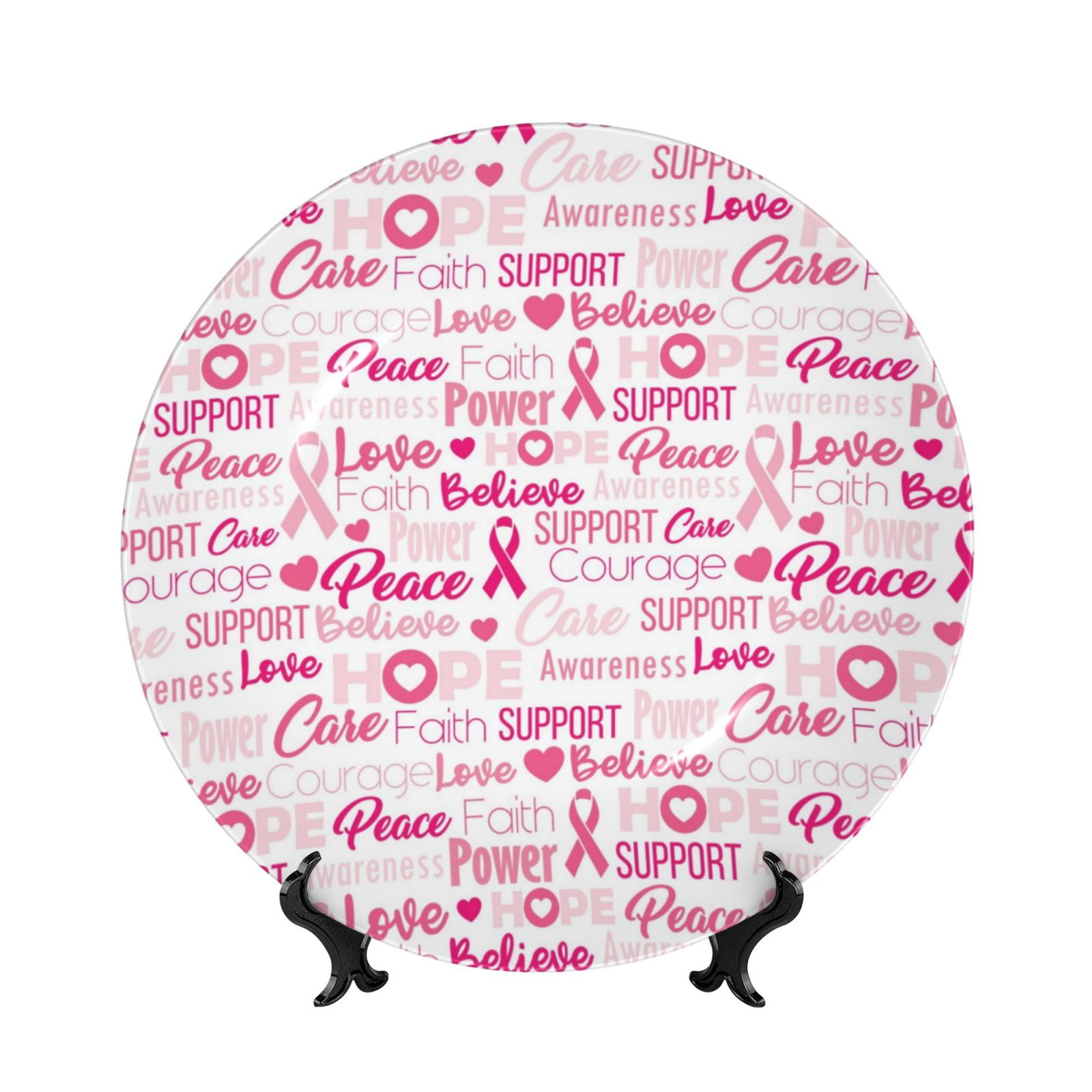 Daiia Breast Cancer Ribbons Awareness Printed Pattern Ceramic Plate ...