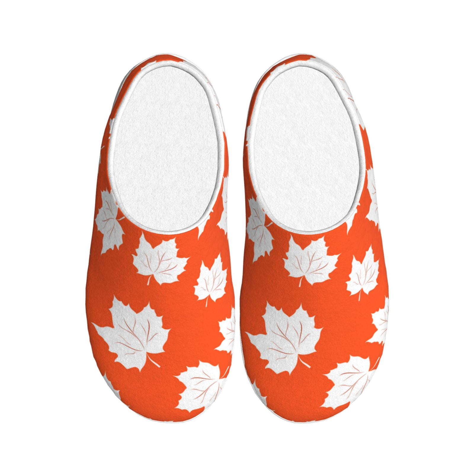 Daiia Bright Autumn Leaves Charm Print Women’s Fuzzy Slippers Memory ...