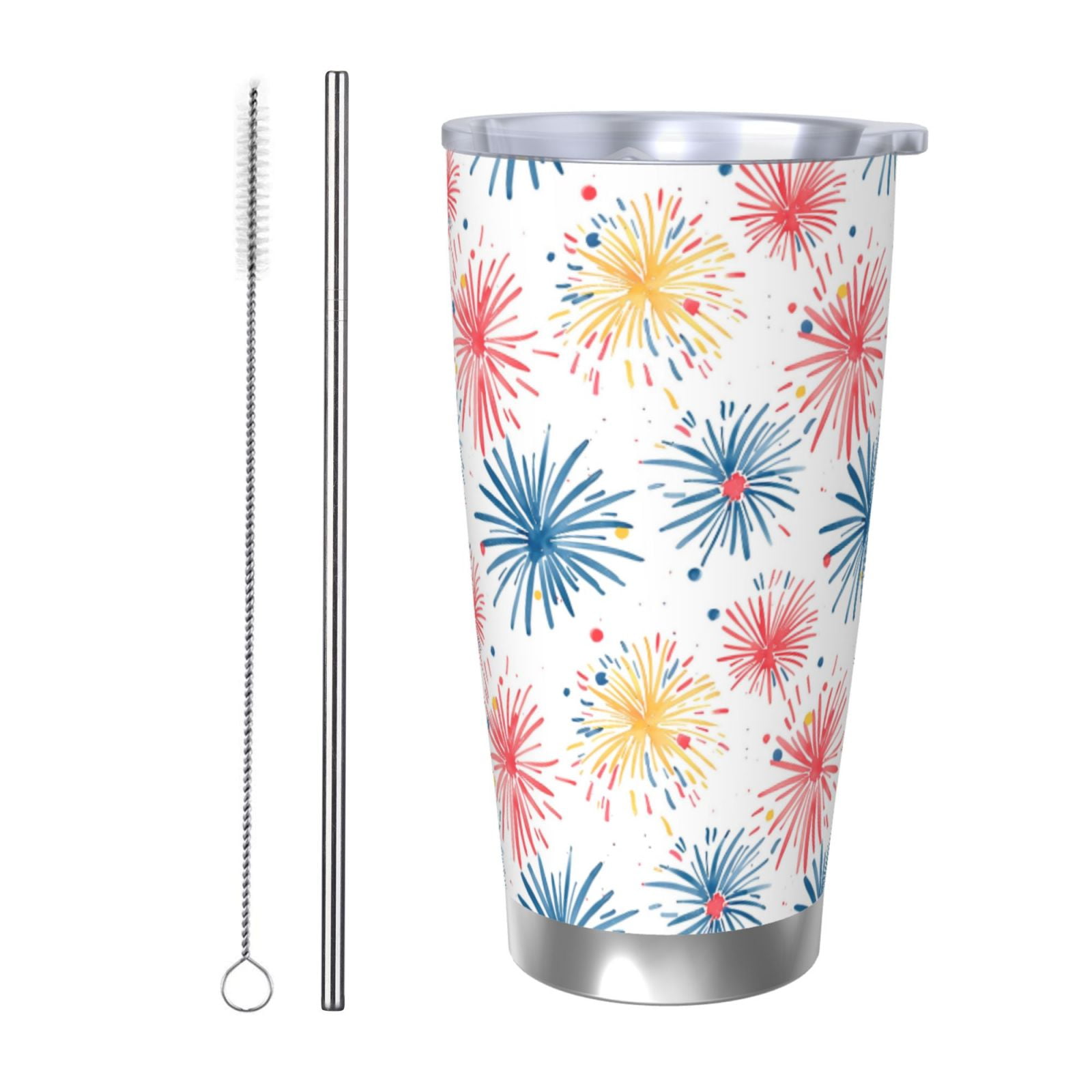 Daiia Bright Colorful Fireworks Printed 20oz Insulated Coffee Cup with ...