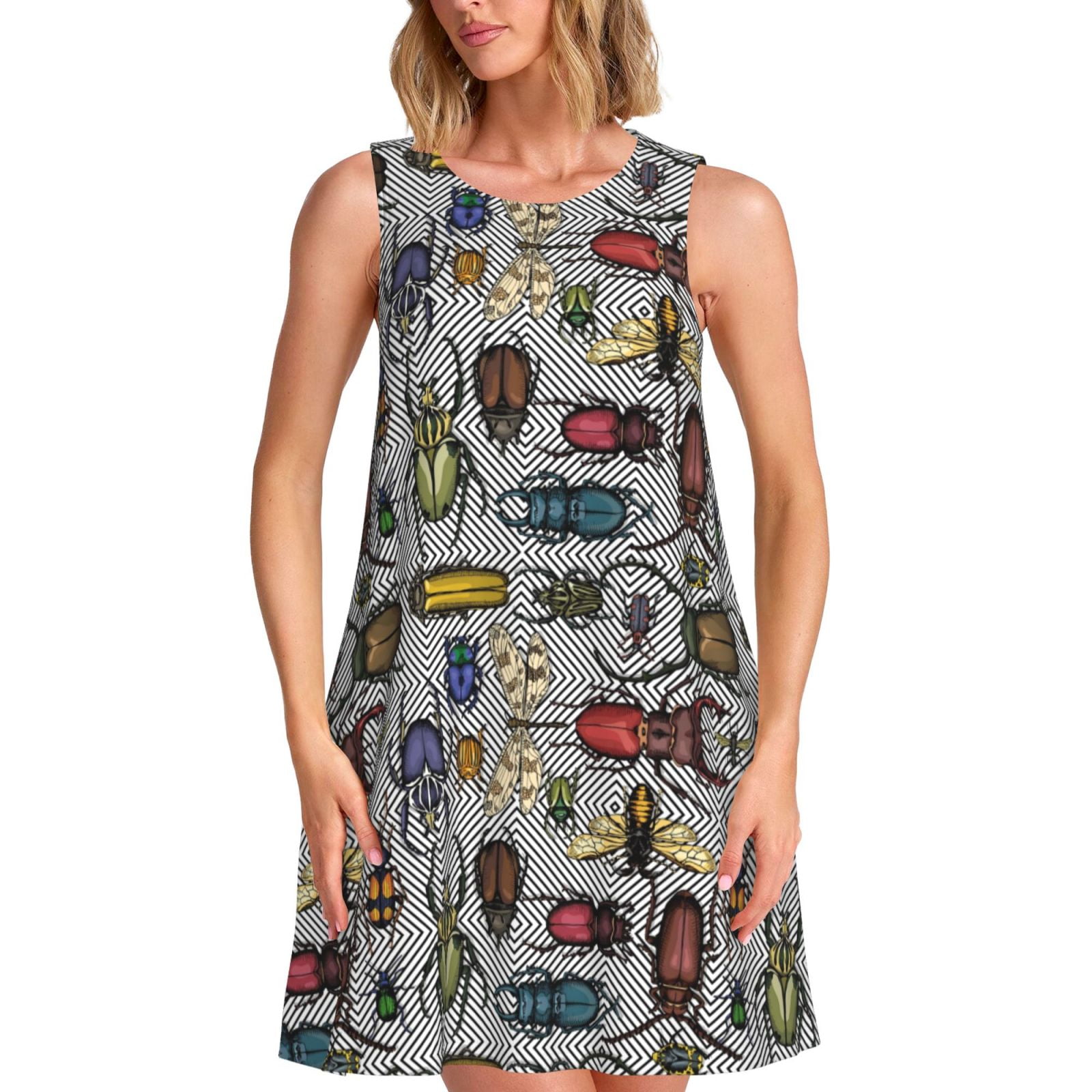 Daiia Bright Insects Print Women's Dresses 2025 Trendy Short sleeve ...