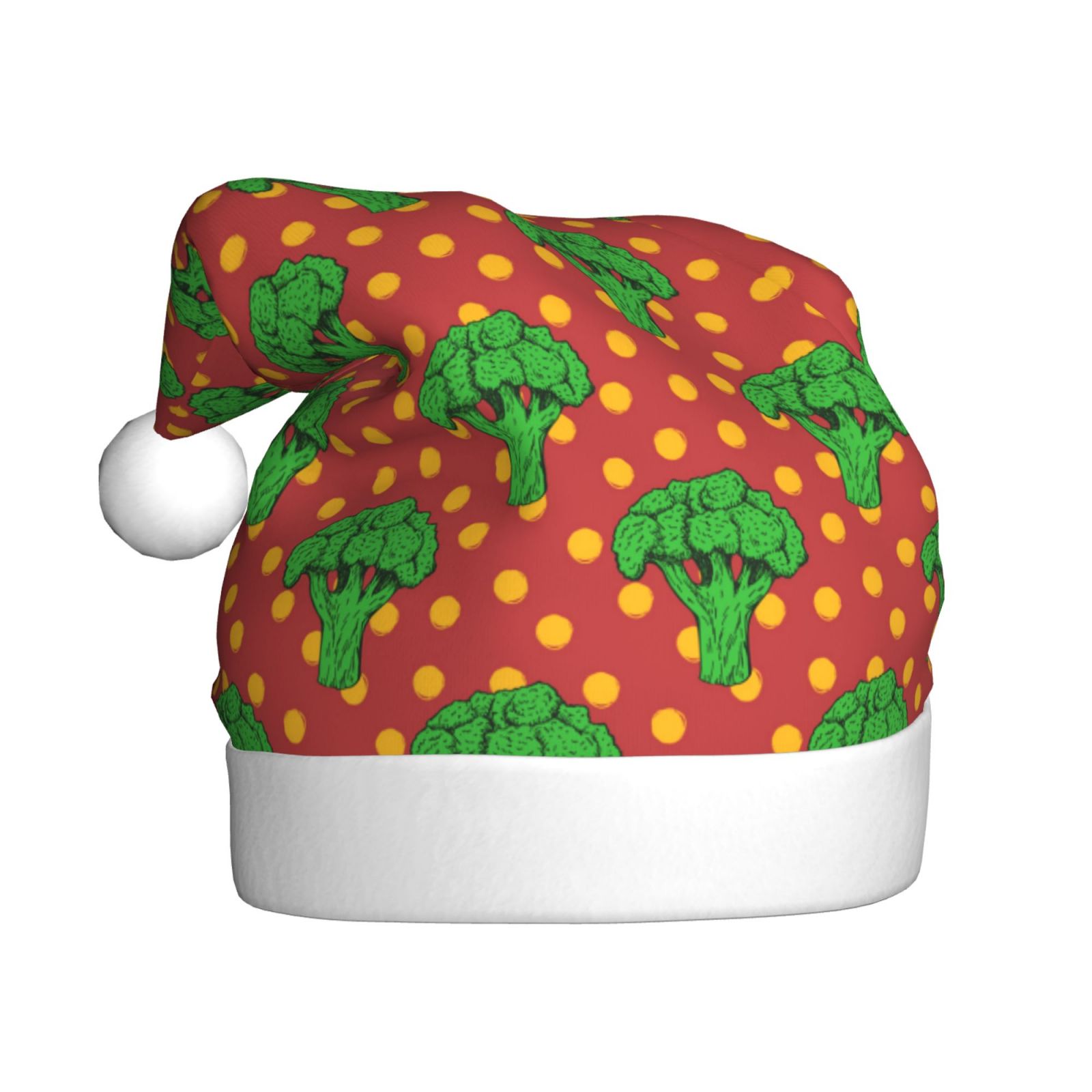 Daiia Broccoli Print Christmas Knitted Beanie Hat, Large Knit Hat Xmas ...