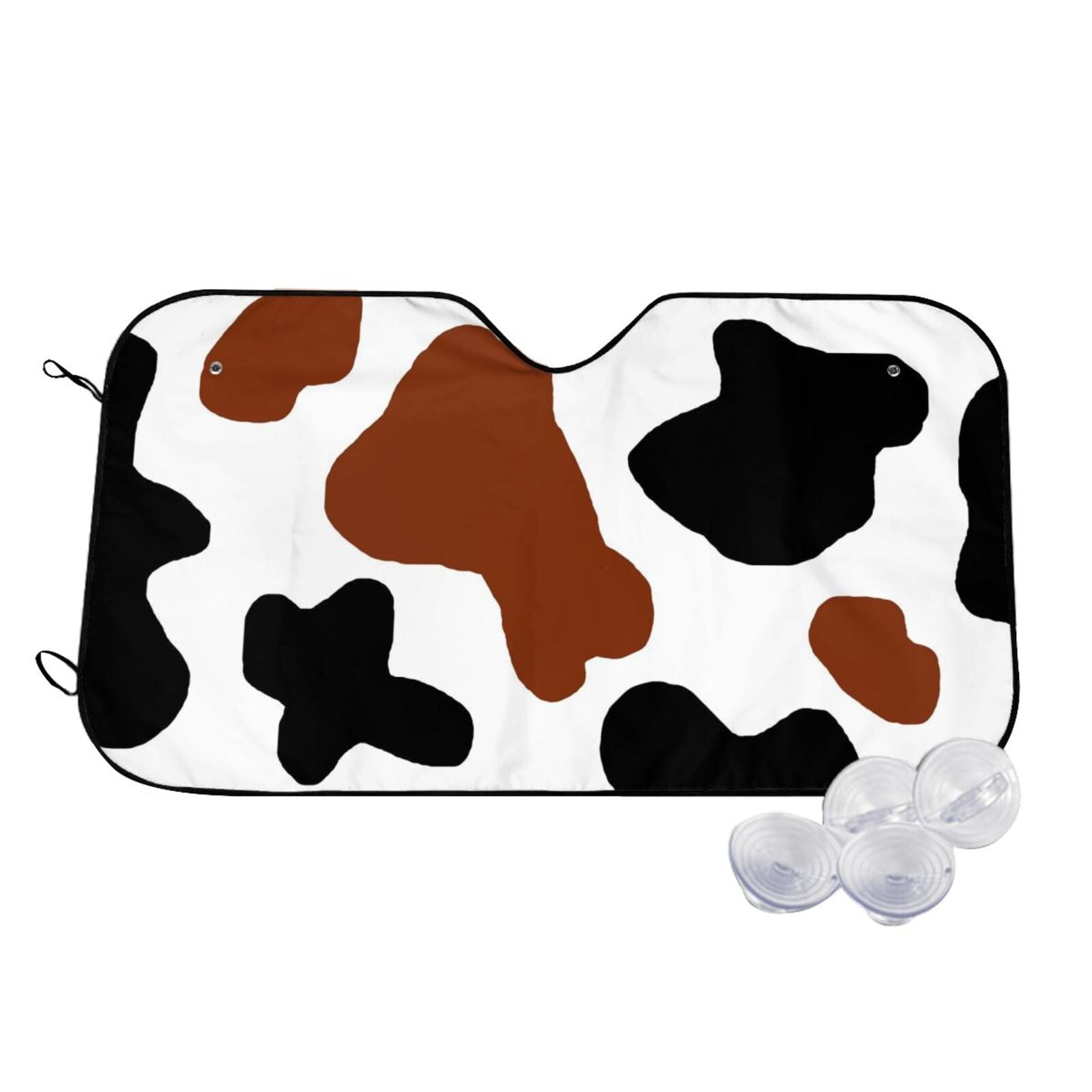 Daiia Brown Black Cow Windshield Sun Shade for Car SUV Truck (Medium ...