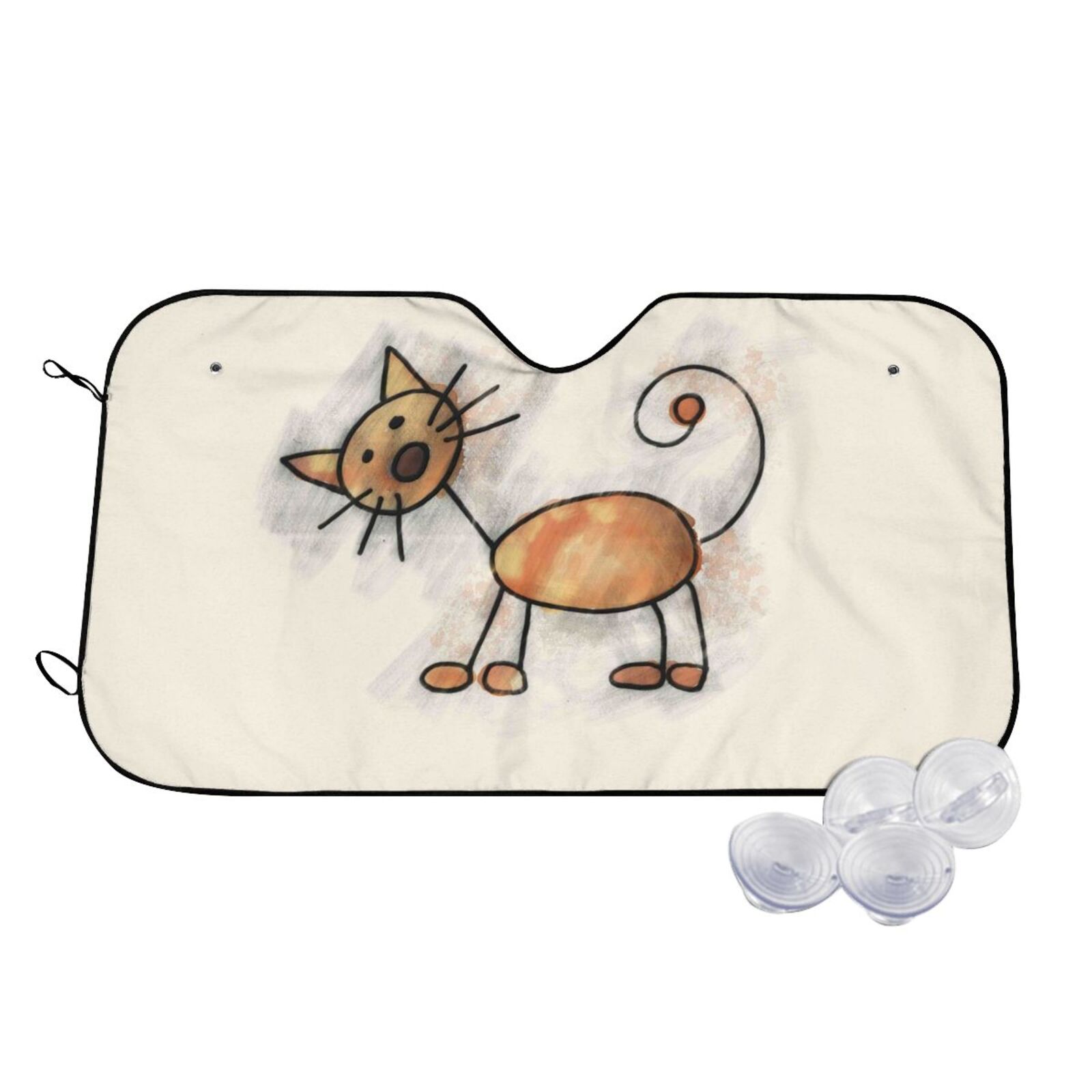 Daiia Brown Cat Cartoon Windshield Sun Shade for Car SUV Truck (Medium ...