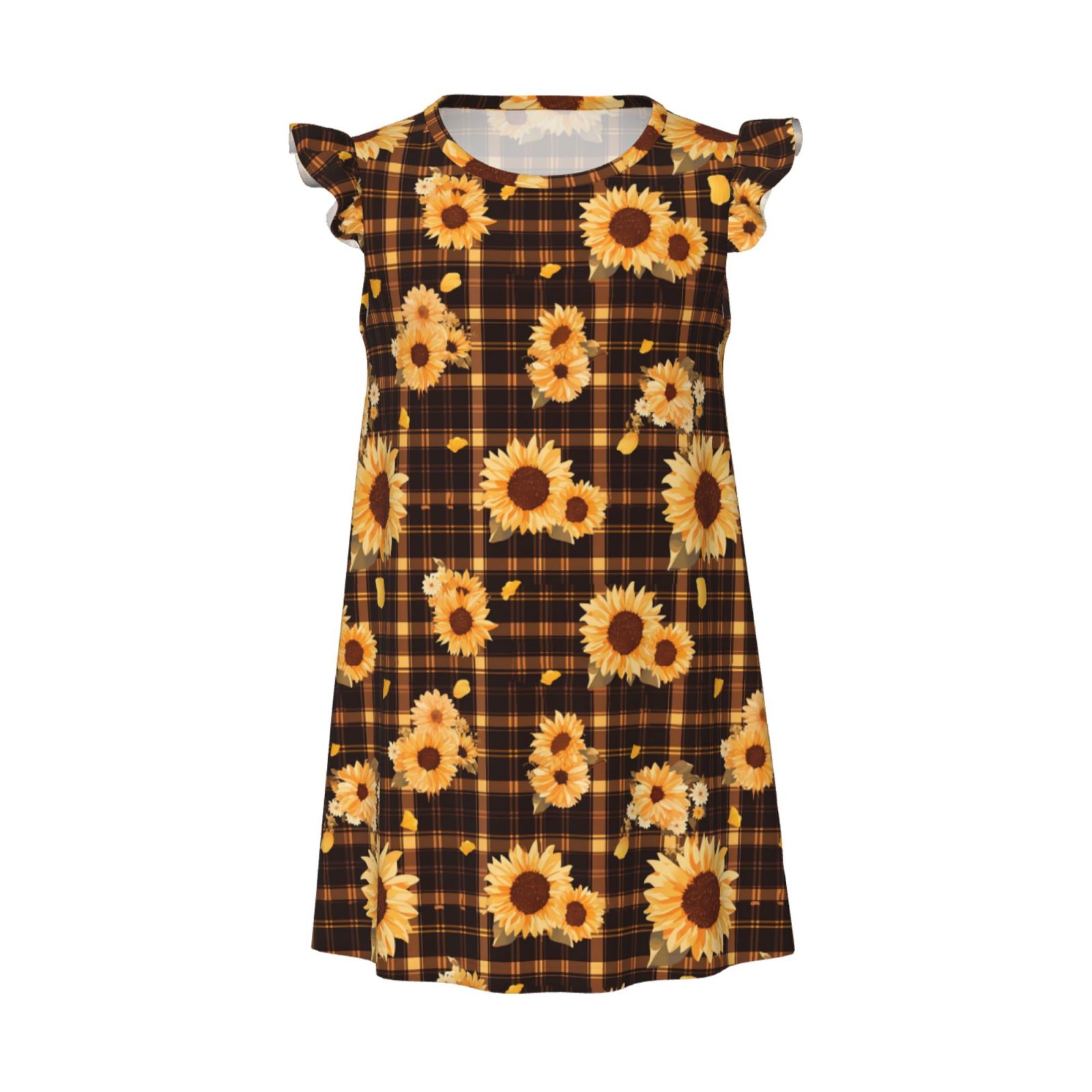 Daiia Brown Plaid Sunflower Girls Nightgowns, Unicorn Nightgown ...
