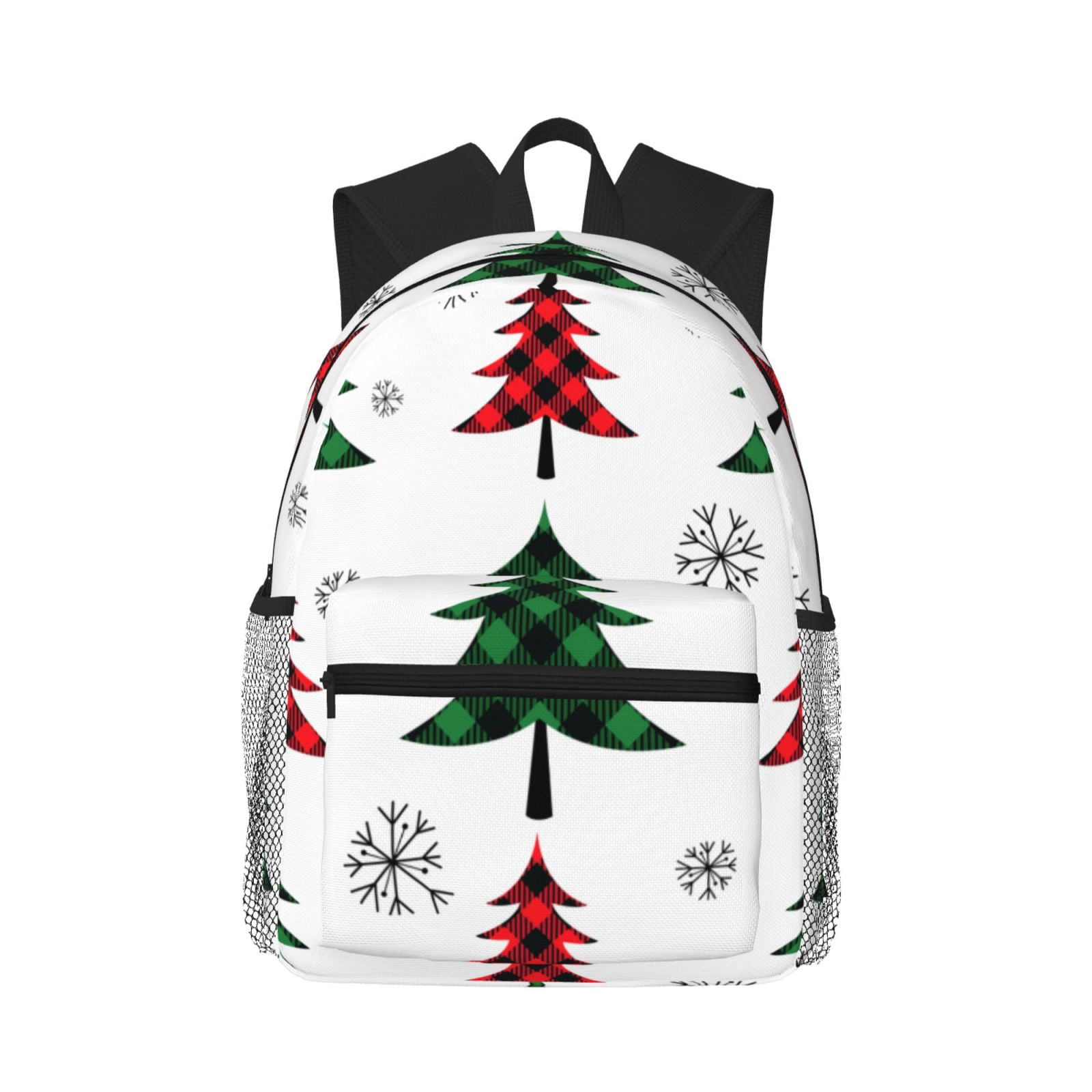 Daiia Buffalo Plaid Christmas Trees School Backpack for Men Women ...