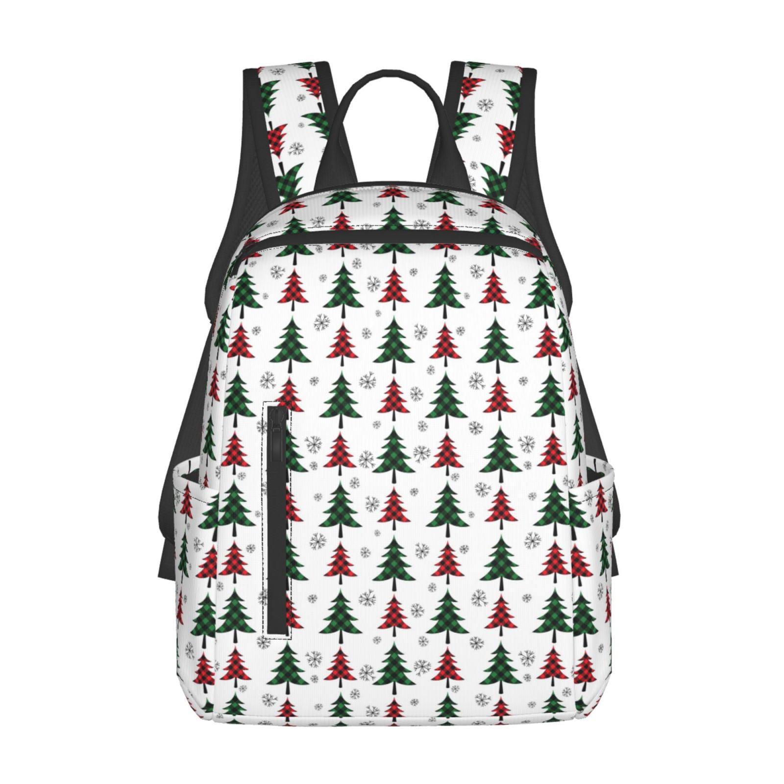 Daiia Buffalo Plaid Christmas Trees School Backpack for Men and Women ...